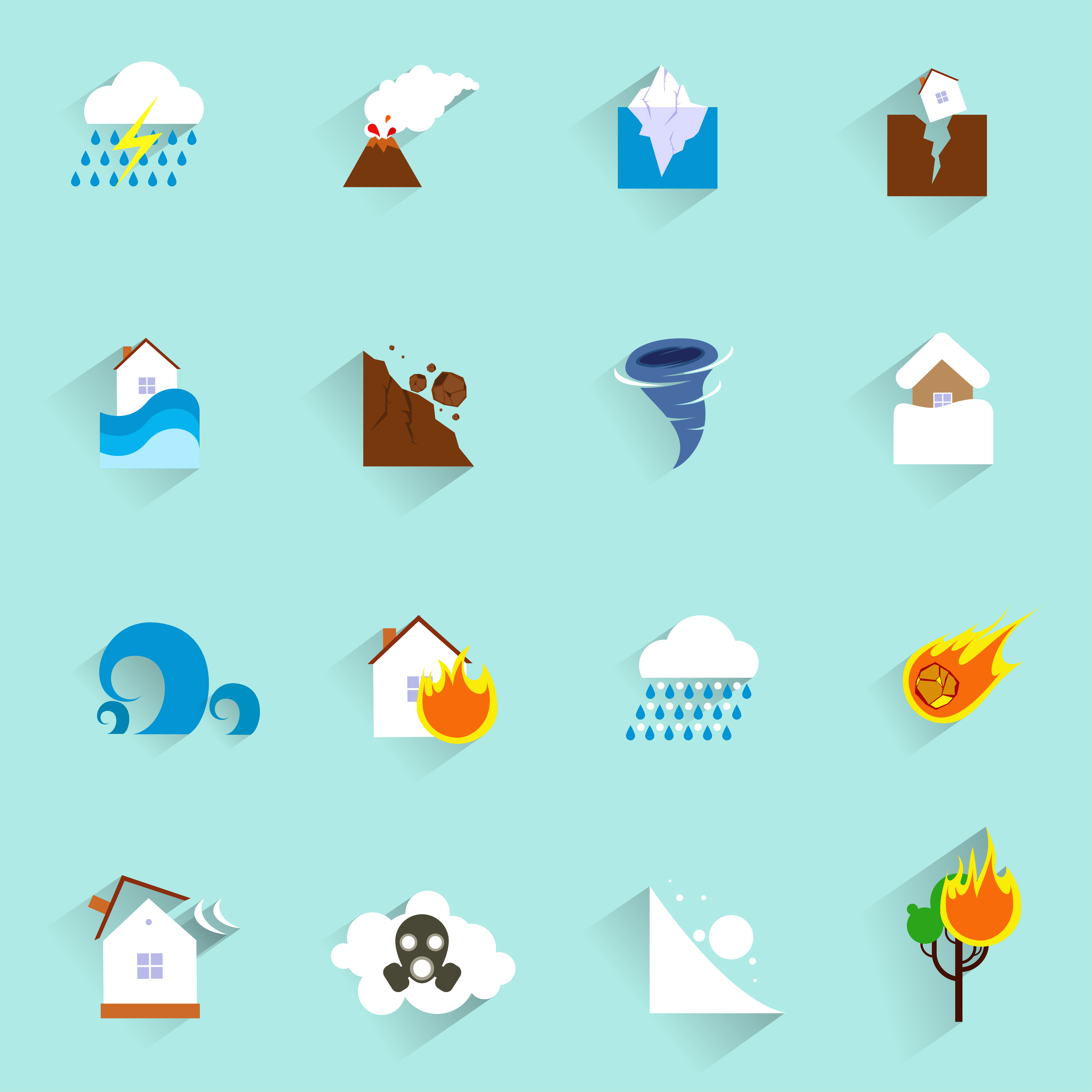 Natural disaster icons flat 437272 Vector Art at Vecteezy Natural disaster icons flat 437272 Vector Art at Vecteezy