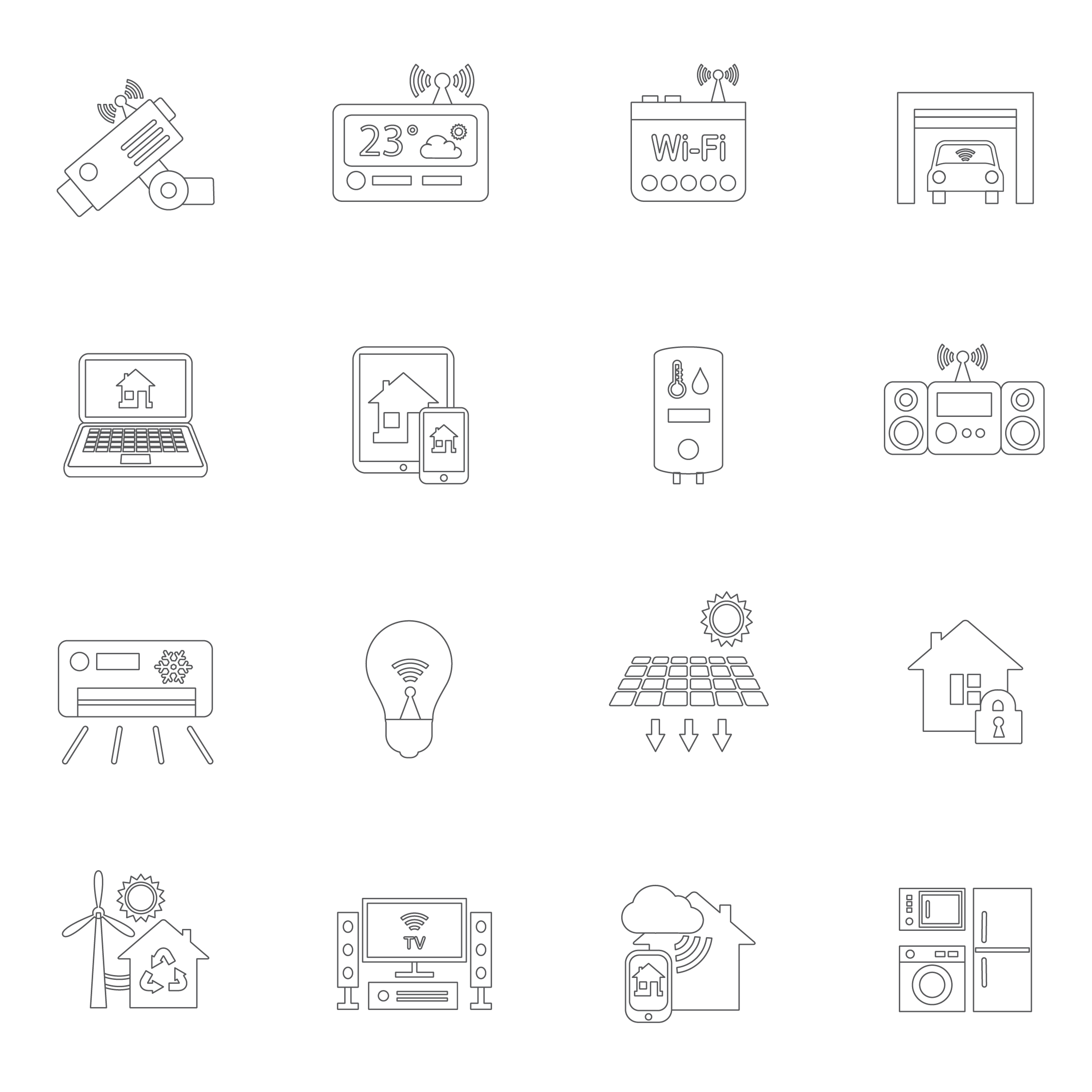 Smart Home Icons Outline 437557 Vector Art At Vecteezy
