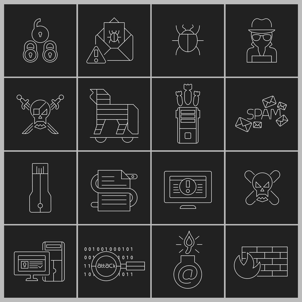 Hacker icons set outline 437798 Vector Art at Vecteezy