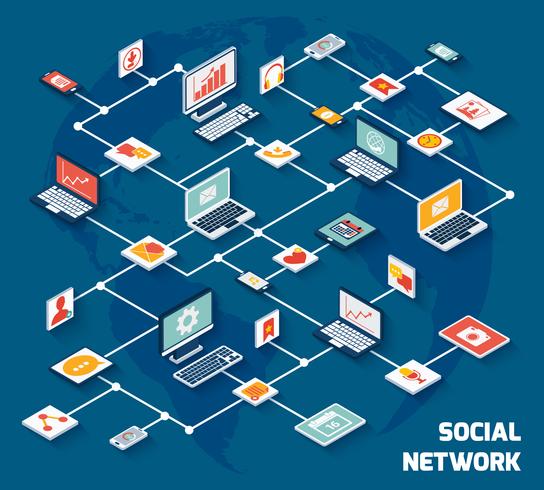 Social Network Isometric 438650 Vector Art At Vecteezy