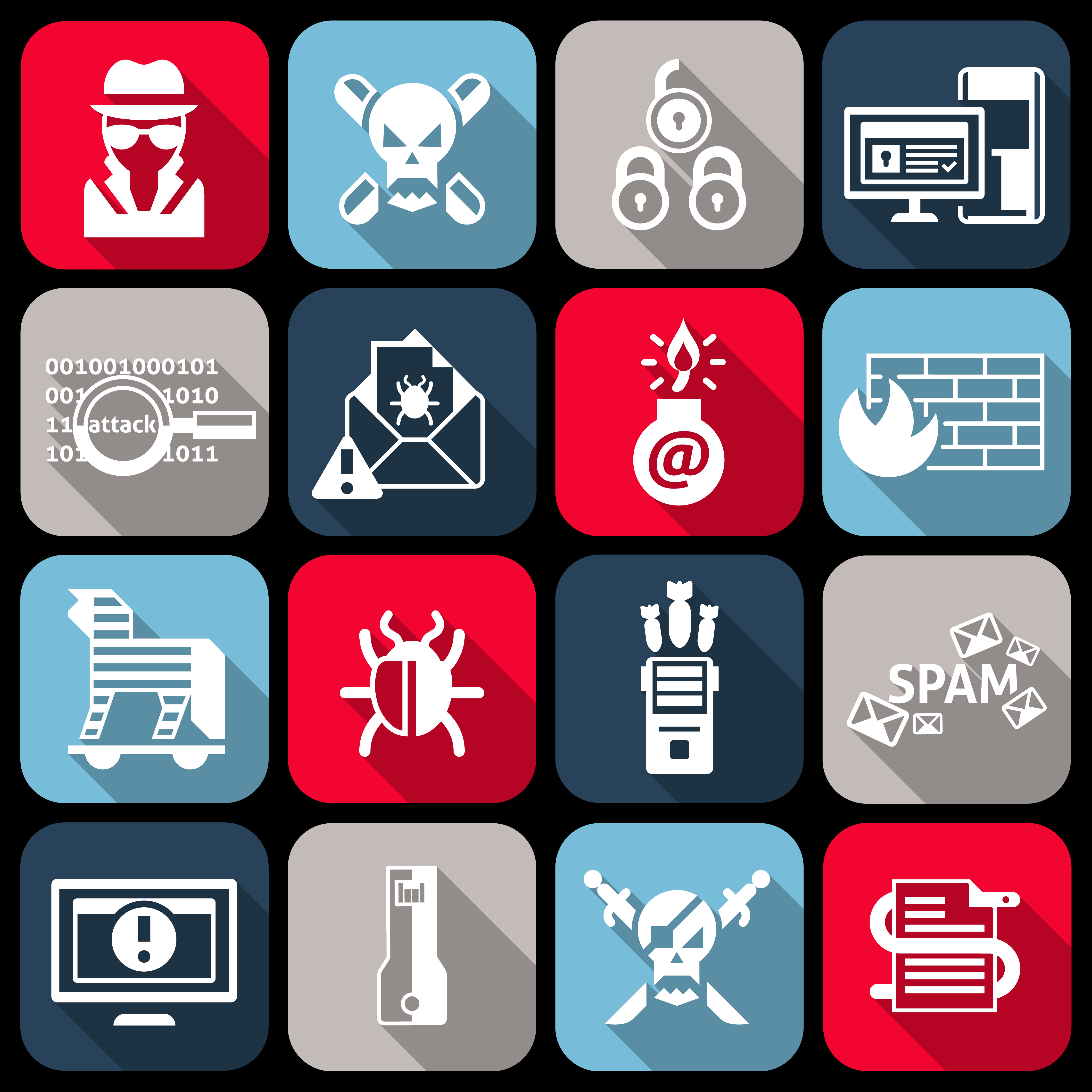 Hacker Icons Set Flat 438740 Vector Art At Vecteezy