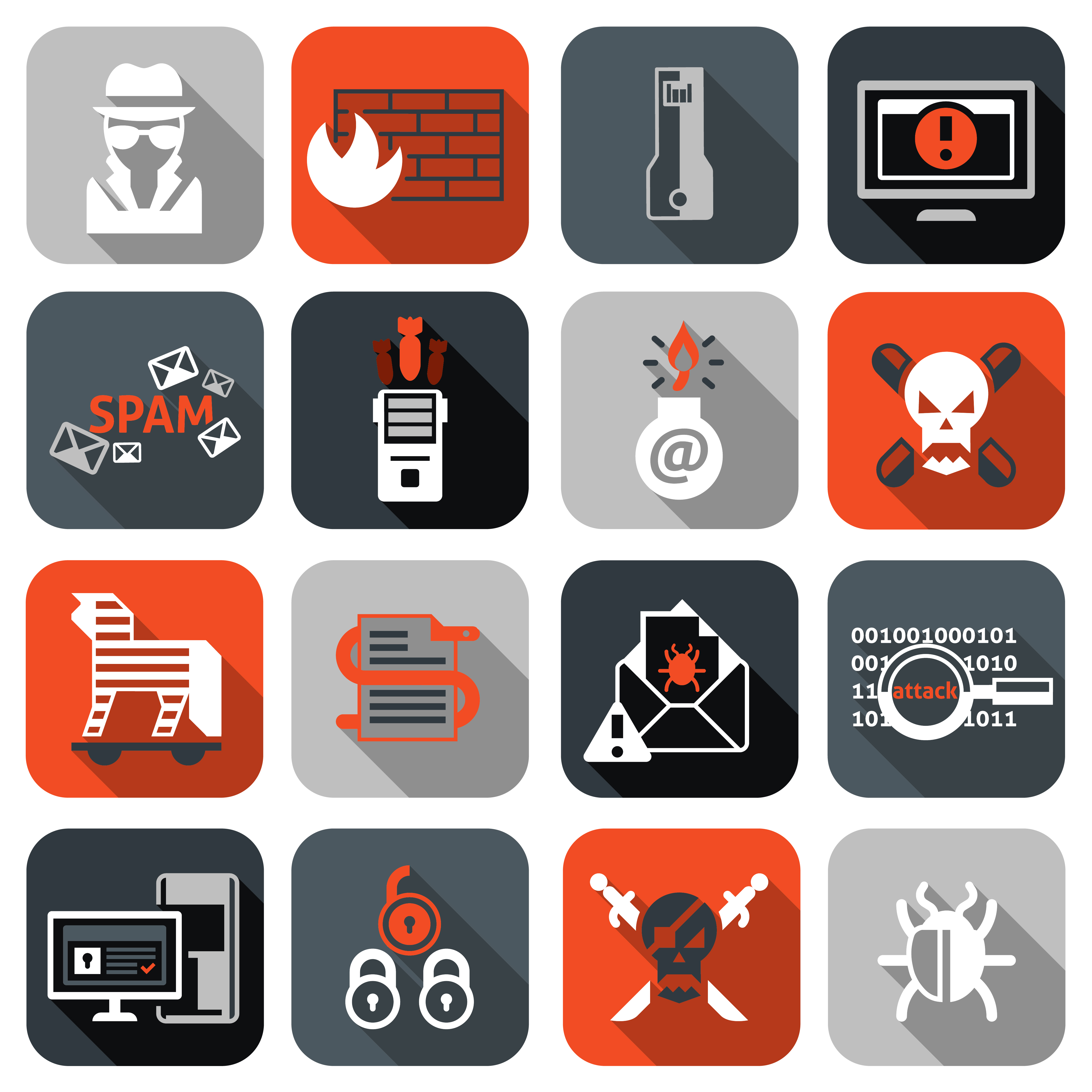 Hacker Icons Set Flat 438805 Vector Art At Vecteezy