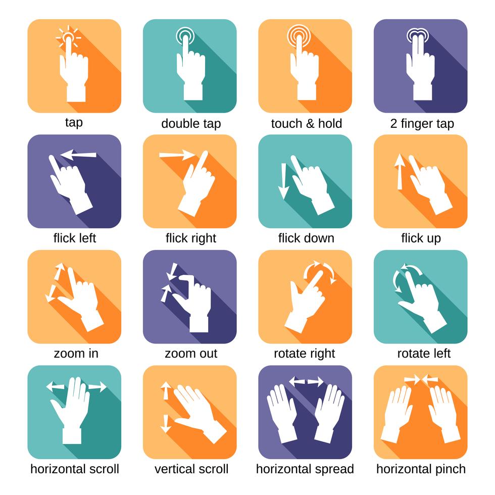 Touch Interface Gestures Icons 438856 Vector Art at Vecteezy