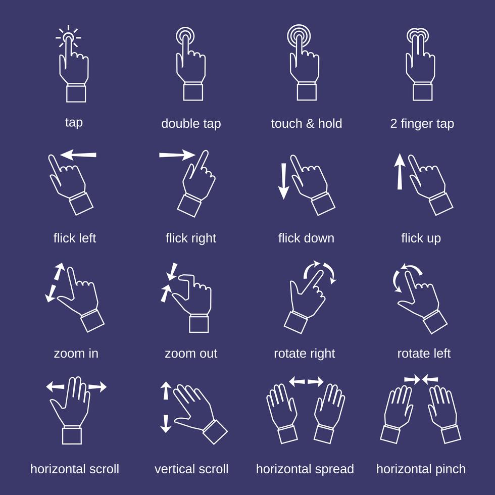 Touch interface gestures outline 439225 Vector Art at Vecteezy
