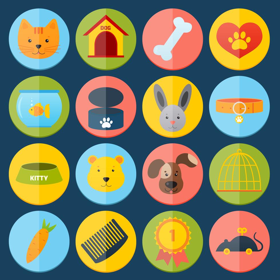 Conjunto de iconos de mascotas 439312 Vector en Vecteezy
