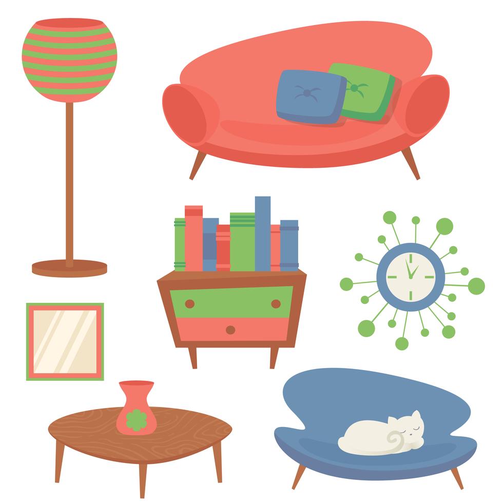 Interior design elements 439391 Vector Art at Vecteezy