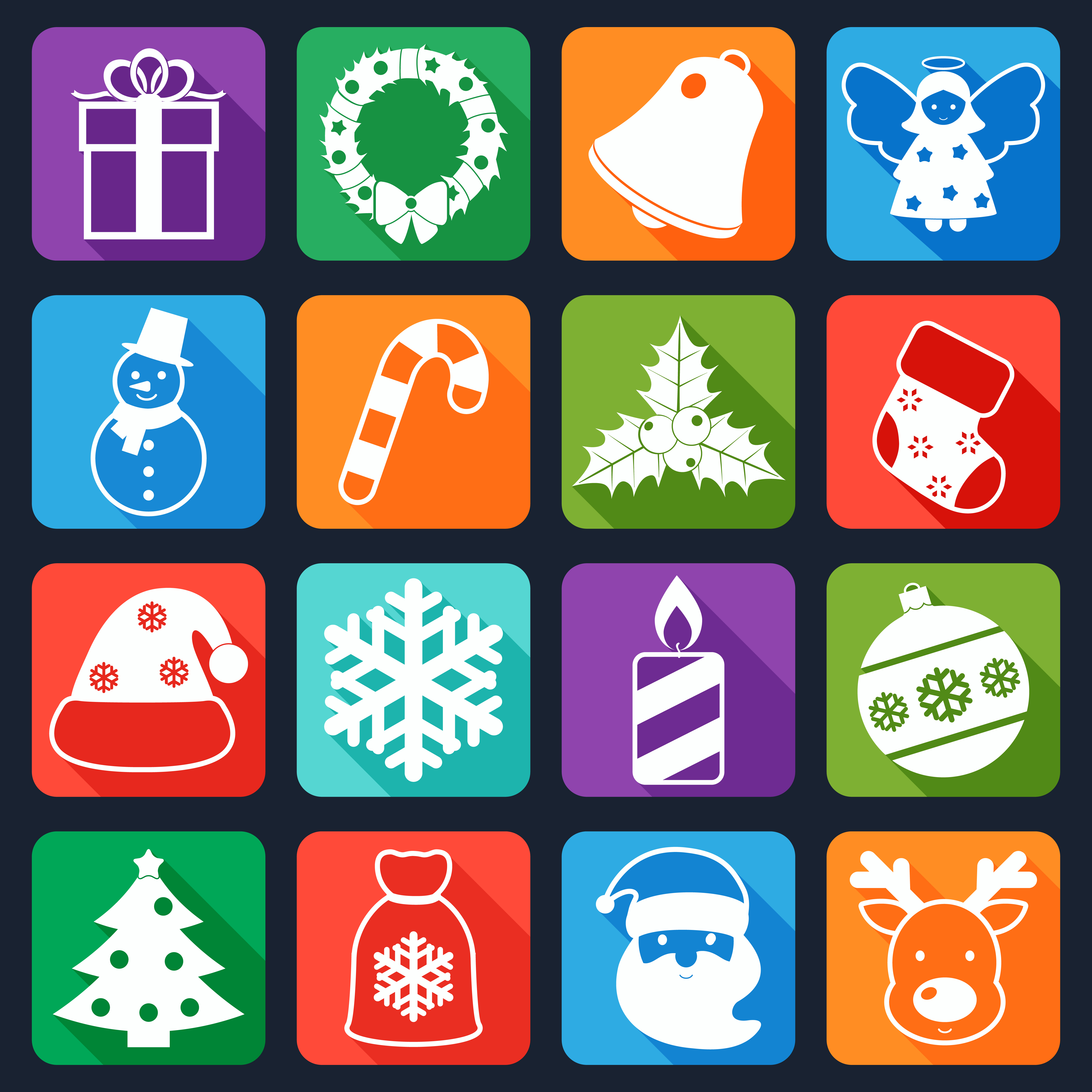Christmas icons set flat 439939 Vector Art at Vecteezy