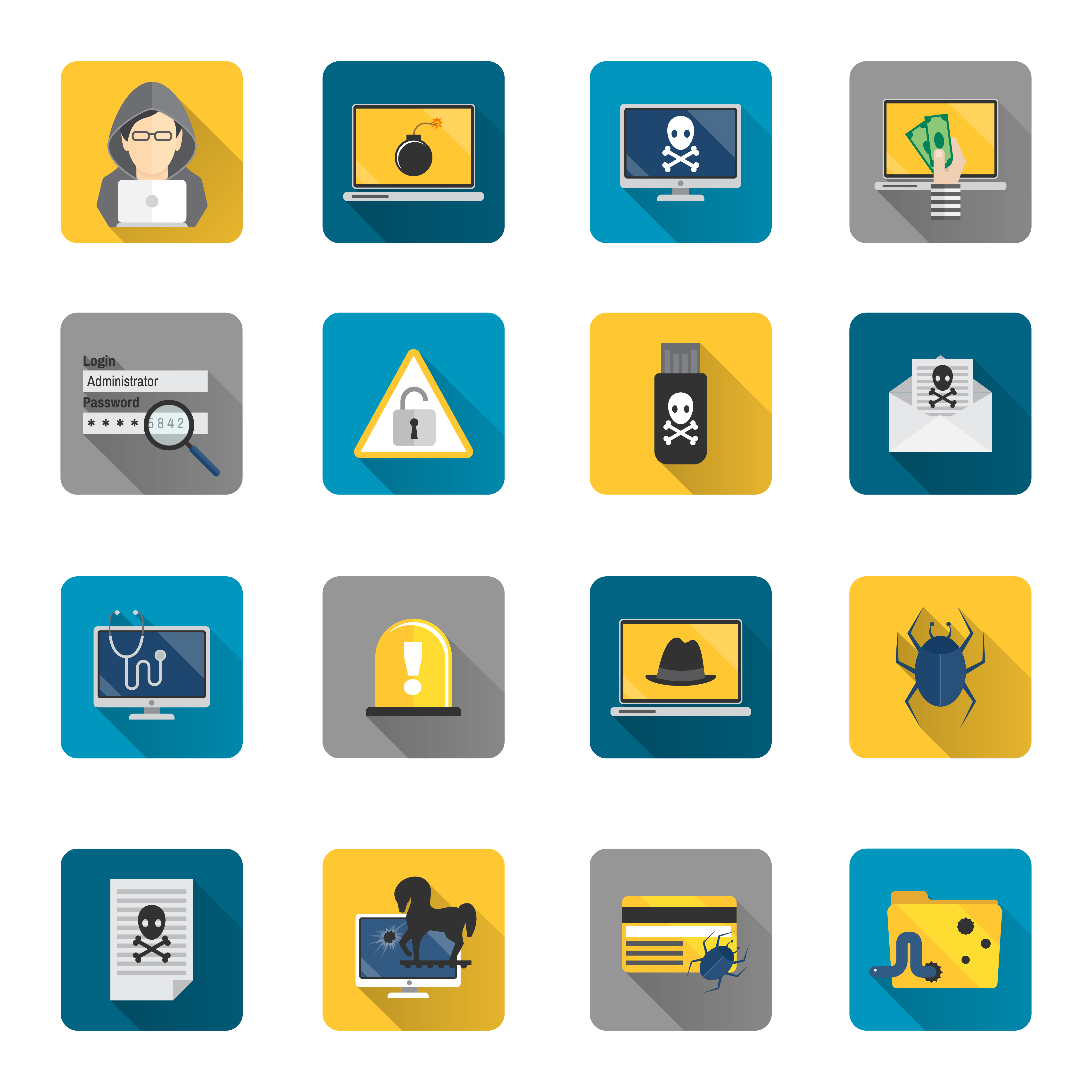 Hacker Icons Flat Buttons 439943 Vector Art At Vecteezy