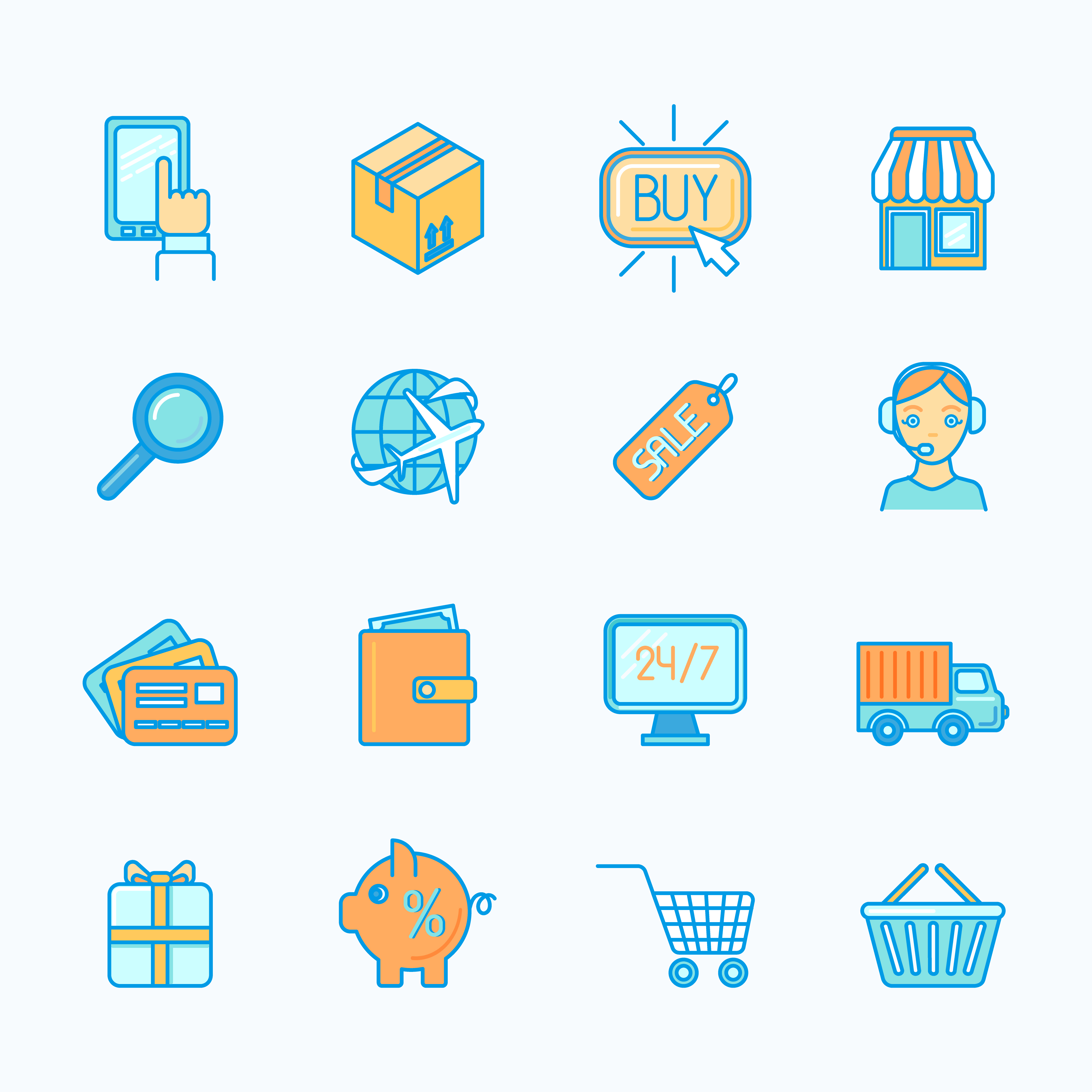 Shopping e-commerce icons set flat line 442752 Vector Art at Vecteezy