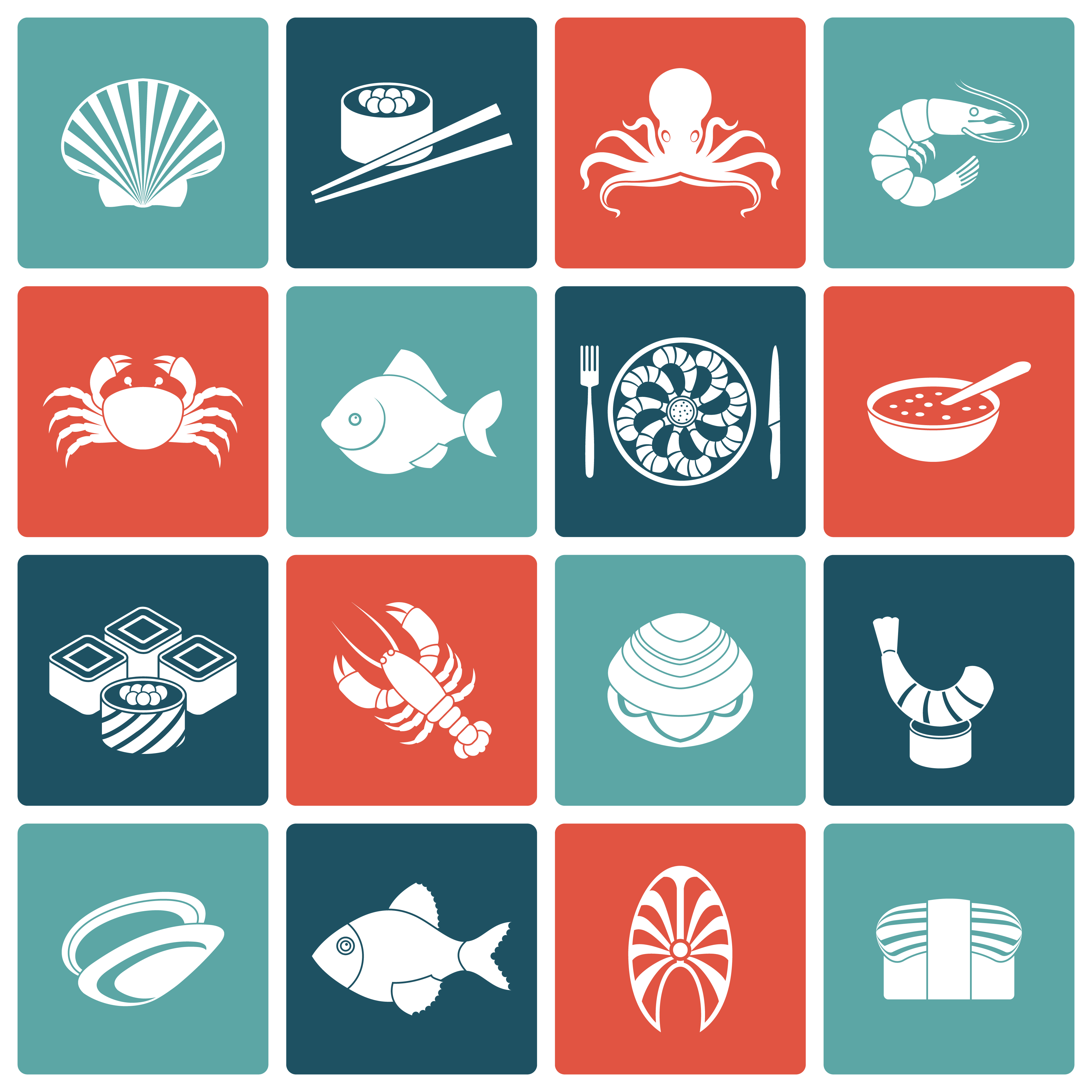 Seafood Icons Set Flat 443438 Vector Art at Vecteezy Seafood Icons Set Flat 443438 Vector Art at Vecteezy