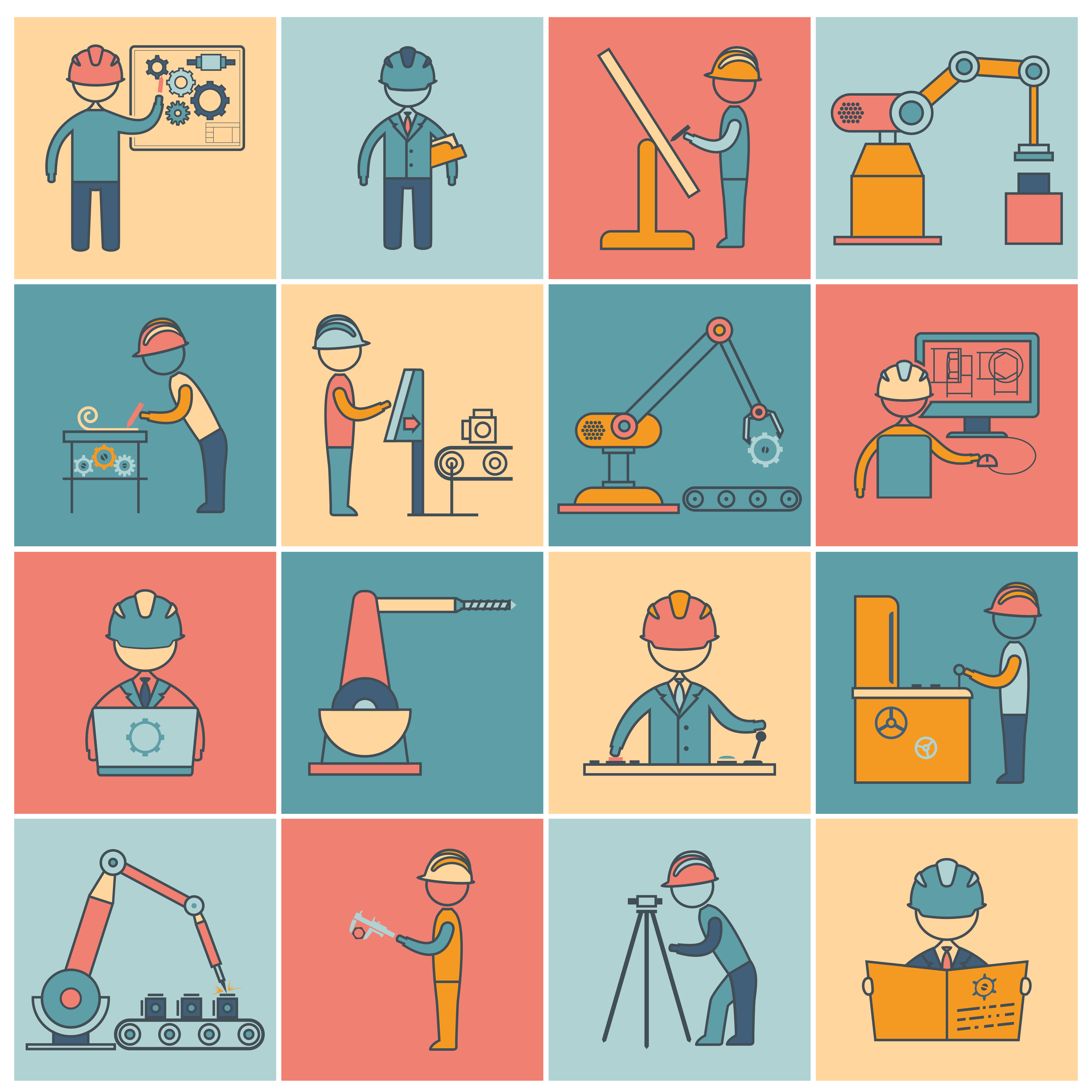 Engineering Icons Flat Line 443538 Vector Art At Vecteezy