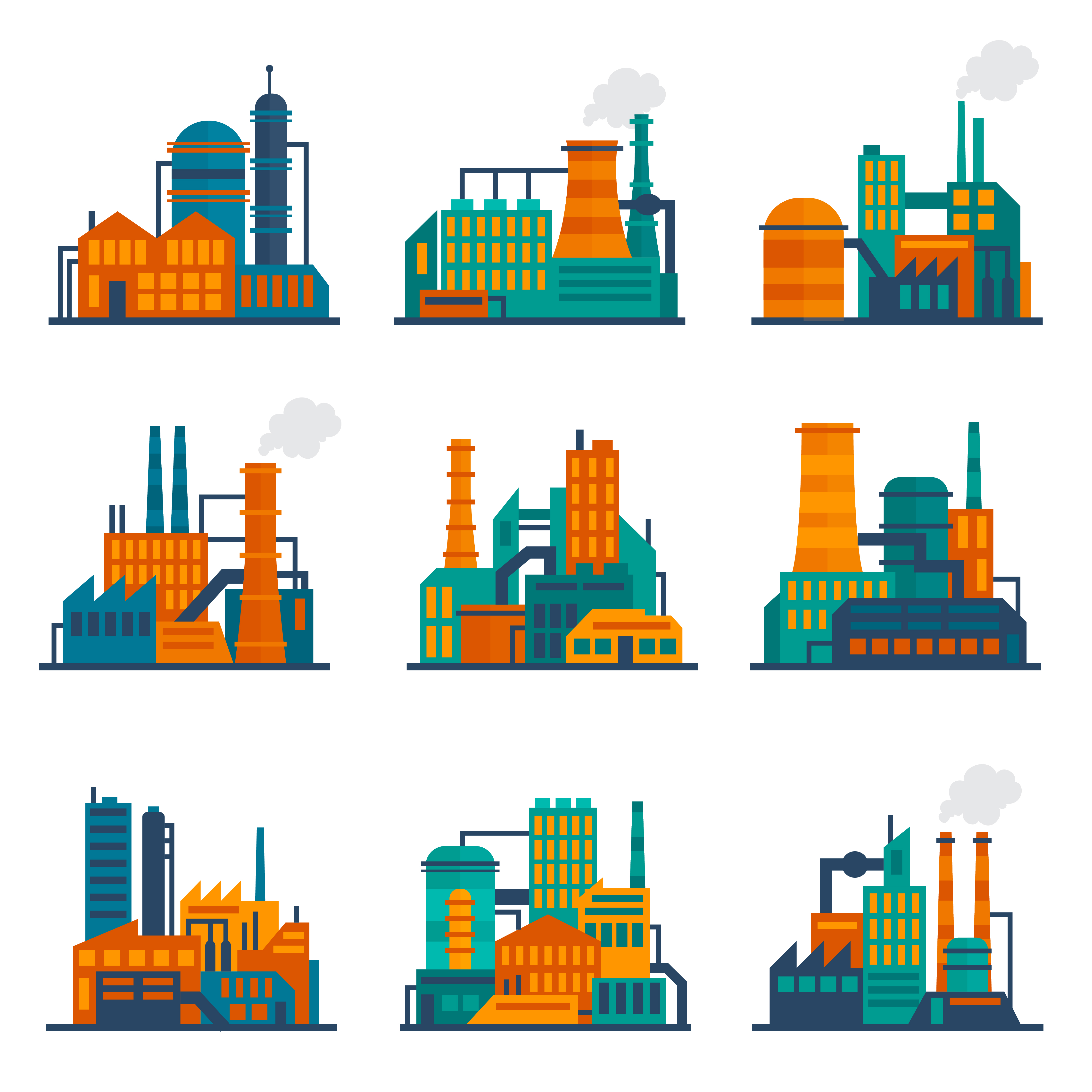 Industrial building icons set flat 443769 Vector Art at Vecteezy Industrial building icons set flat 443769 Vector Art at Vecteezy
