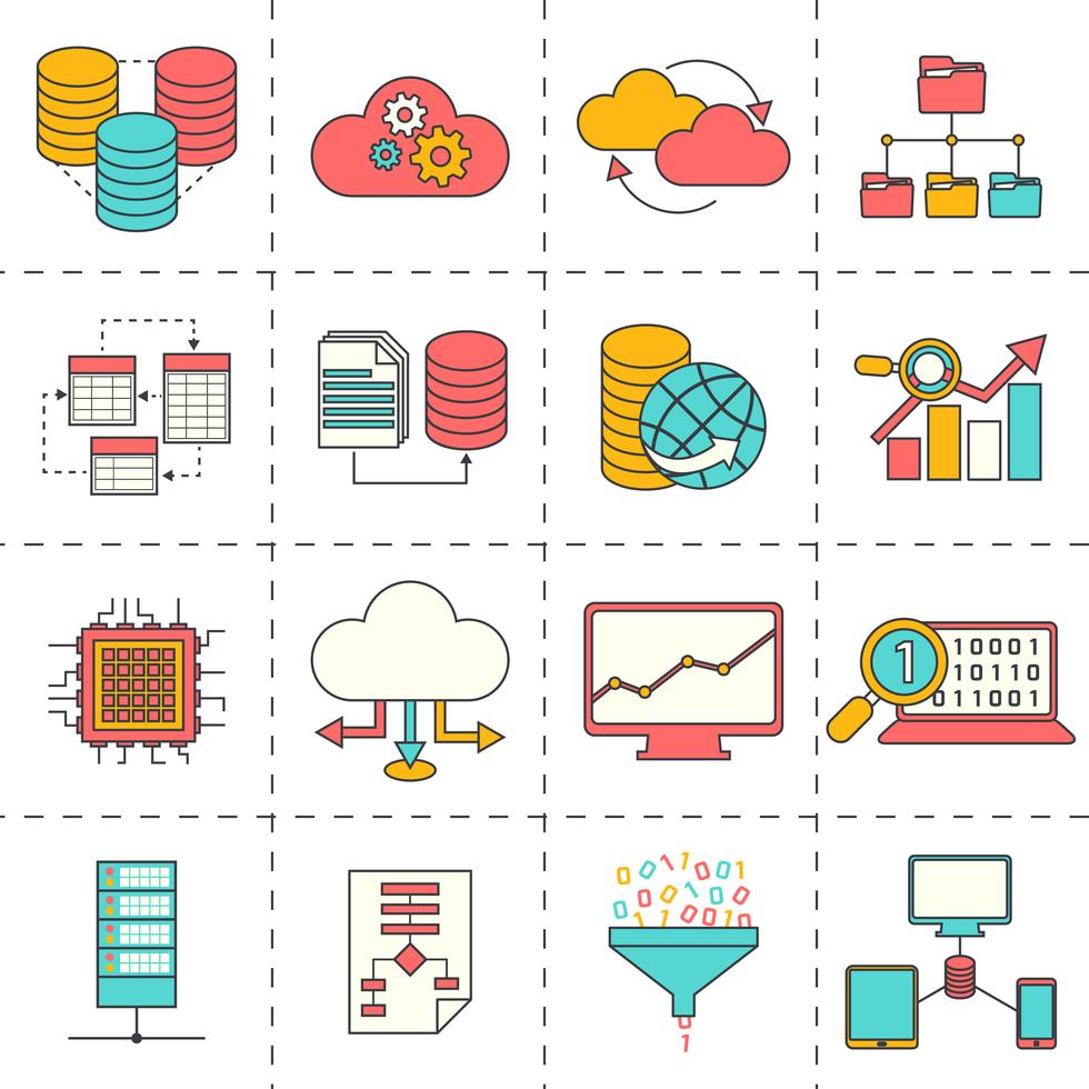Data analysis flat line icons 443922 Vector Art at Vecteezy