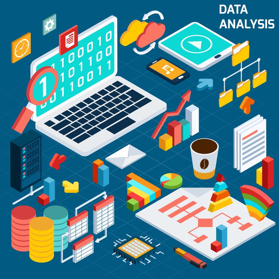 Data analysis isometric 444021 Vector Art at Vecteezy