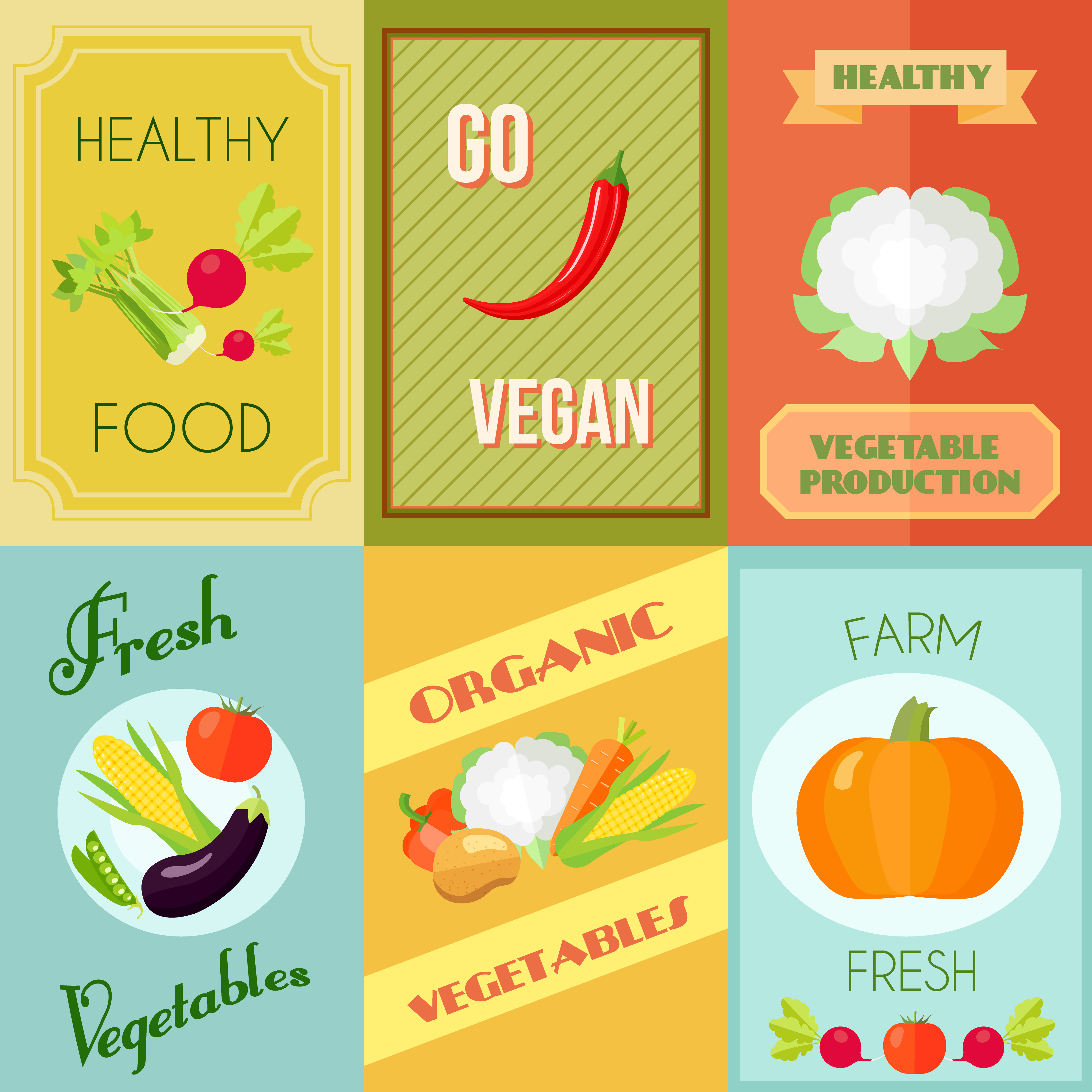 Healthy Food Mini Poster Set 444121 Vector Art at Vecteezy