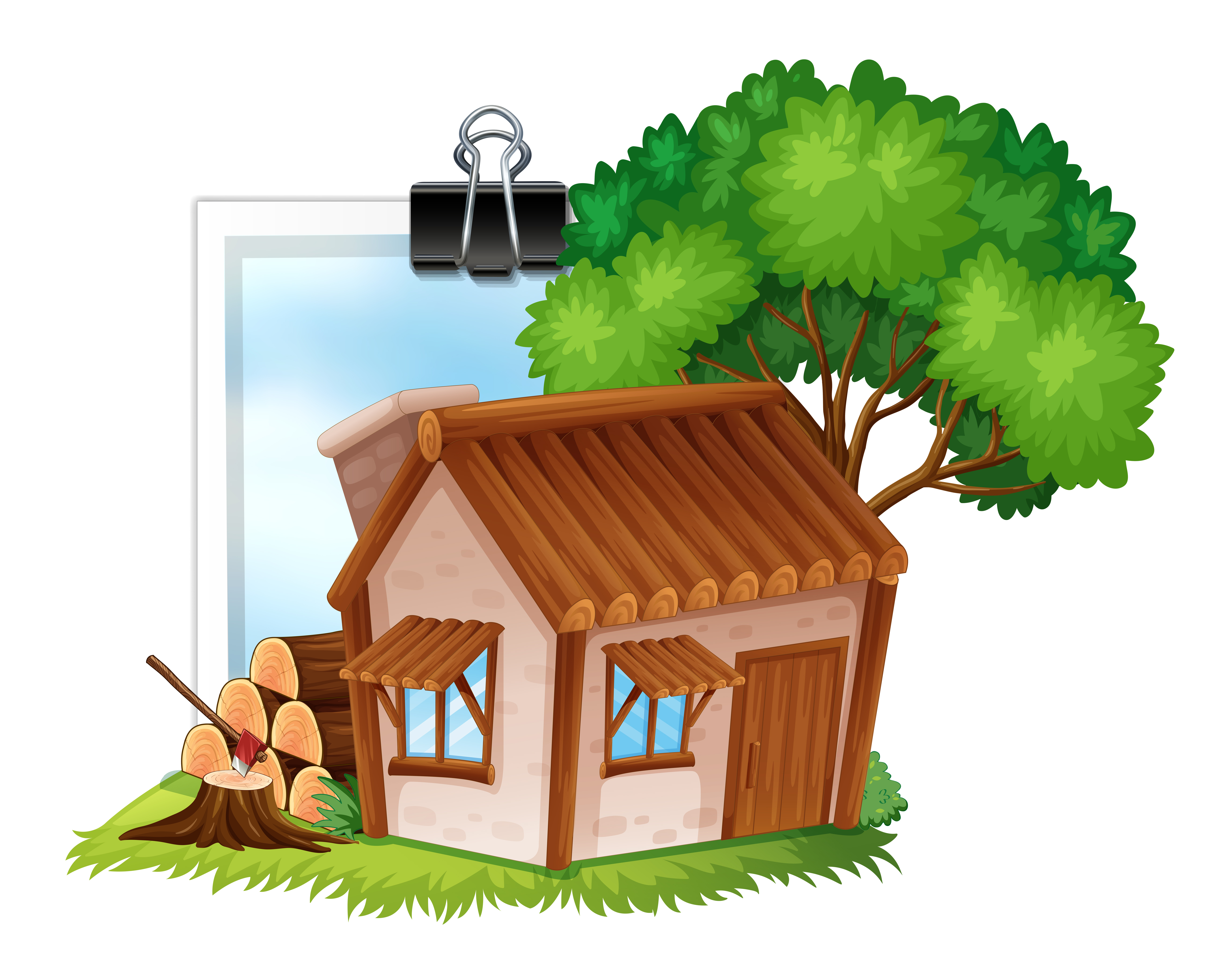 Wooden cottage on photoframe 444652 Vector Art at Vecteezy
