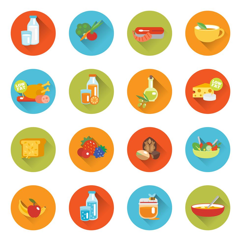 Healthy eating flat icons 444946 Vector Art at Vecteezy