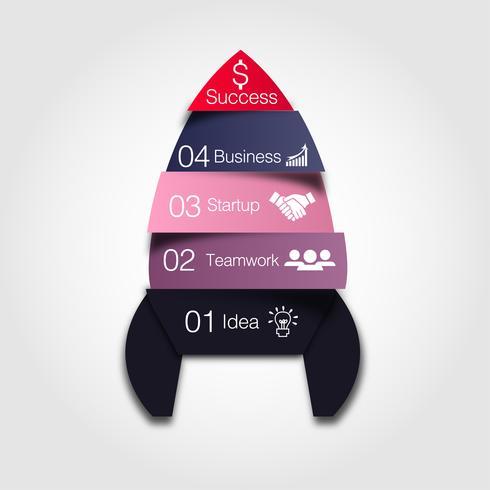 Vector spaceship infographic. Rocket template for growth diagram, graph ...