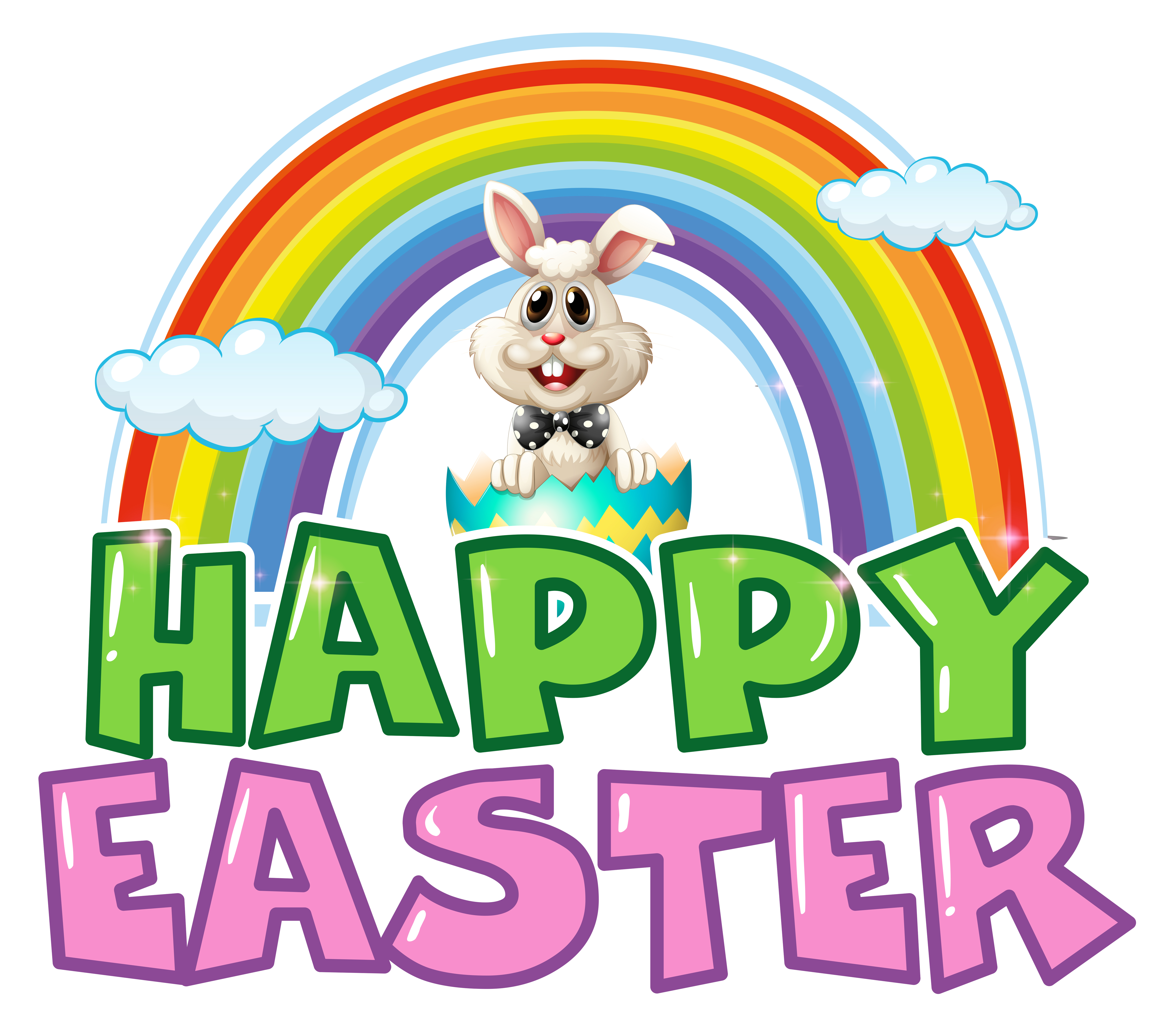 Happy Easter poster with bunny and rainbow 446785 Vector Art at Vecteezy Happy Easter poster with bunny and rainbow 446785 Vector Art at Vecteezy