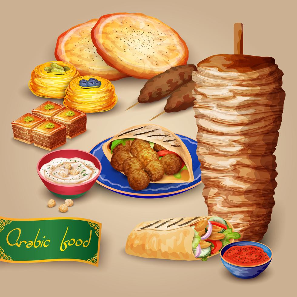 Arabic Food Set 450827 Vector Art at Vecteezy