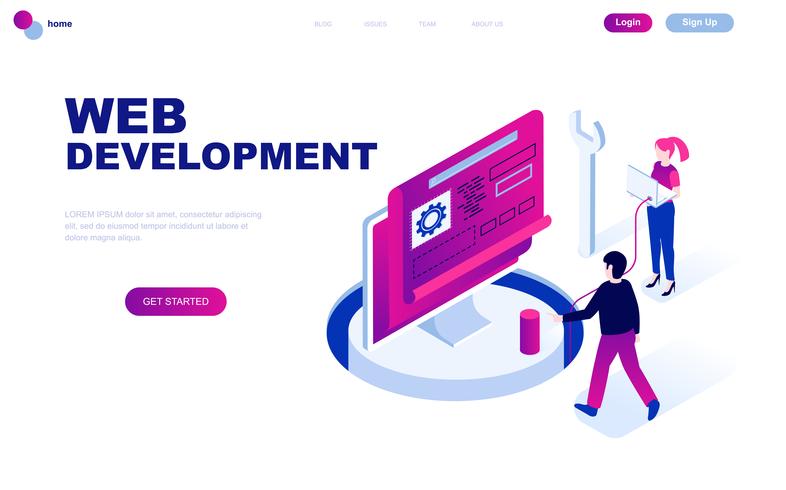Modern Flat Design Isometric Concept Of Web Development 452334 Vector