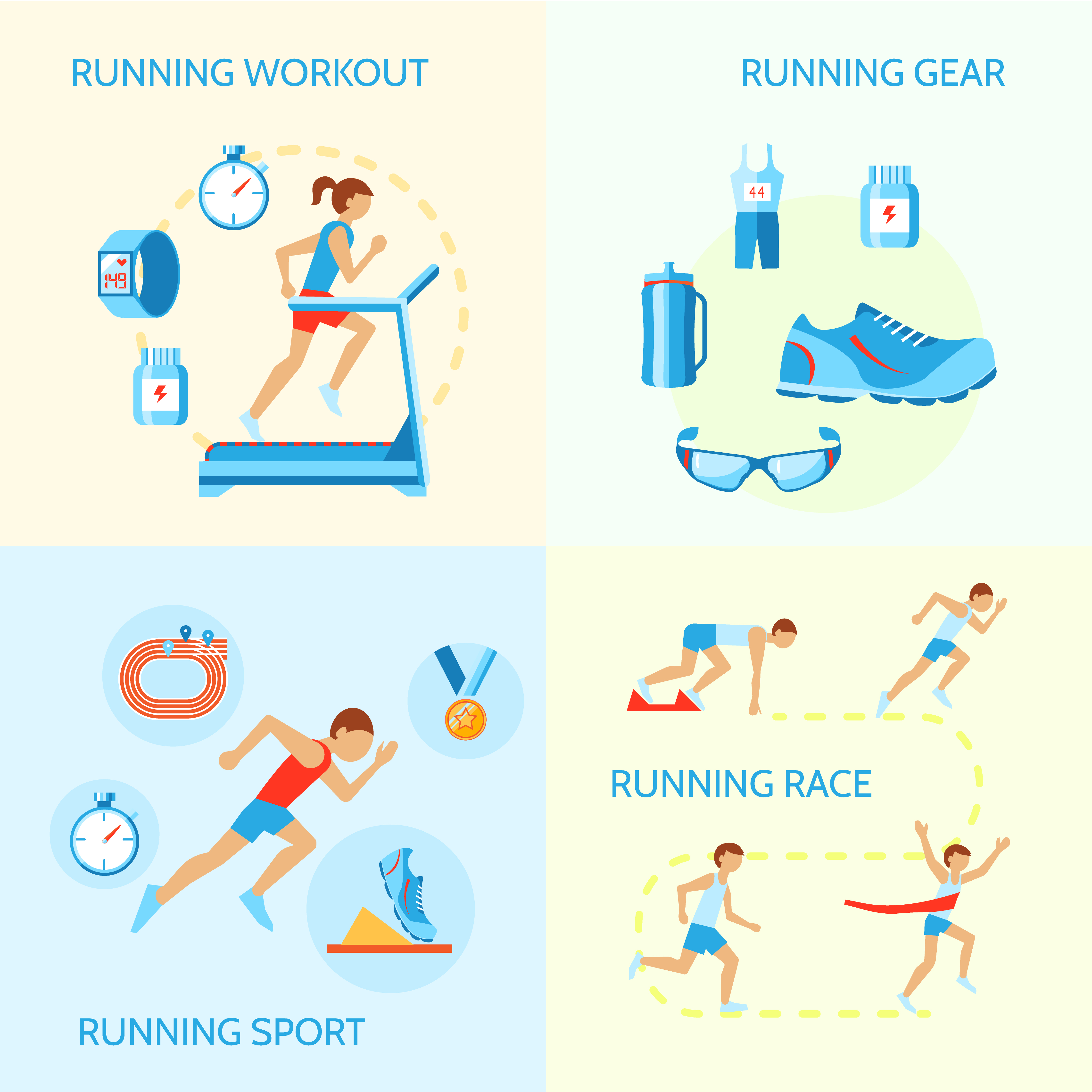 Running icons composition 452935 Vector Art at Vecteezy