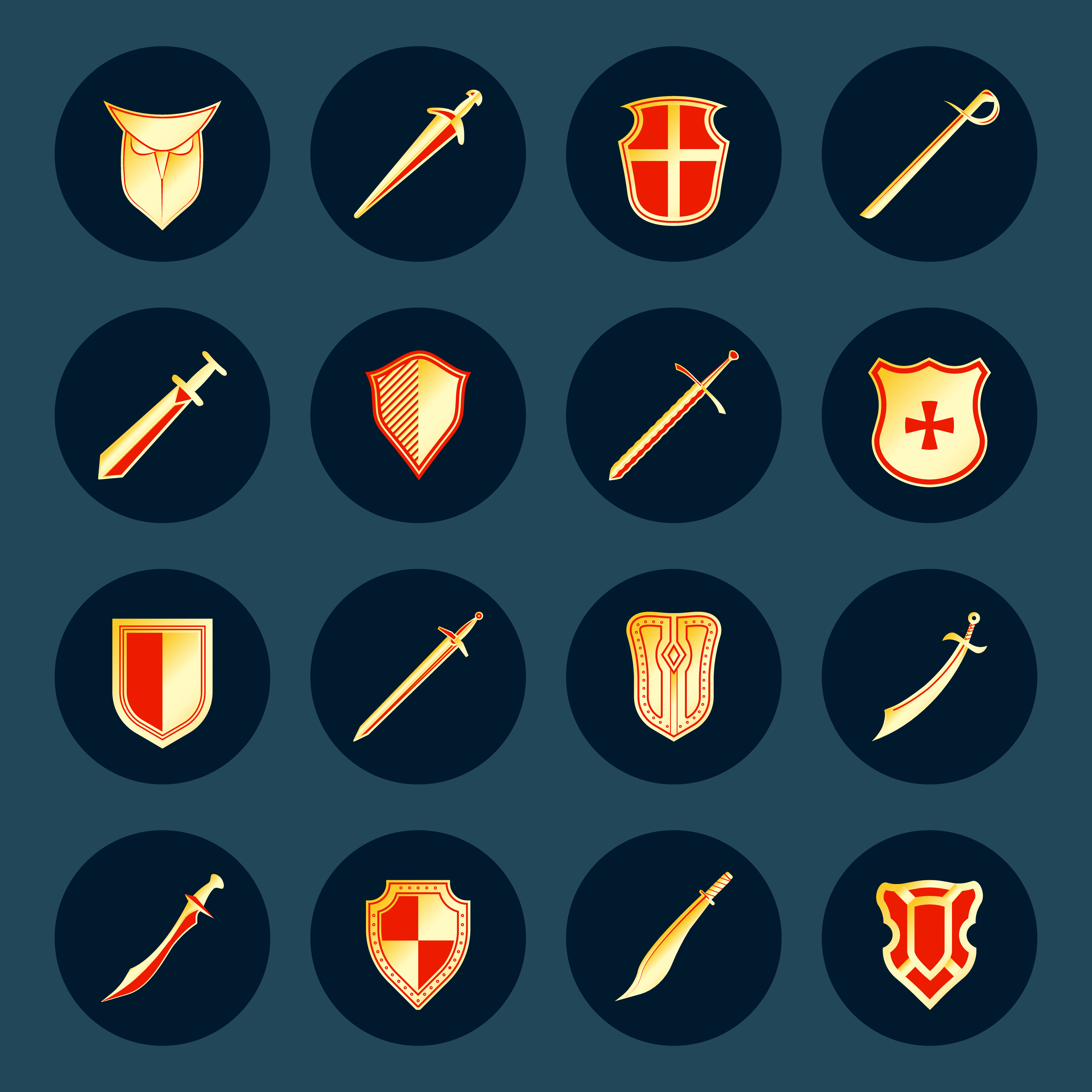 Sword And Shield Icons Set 454042 Vector Art At Vecteezy