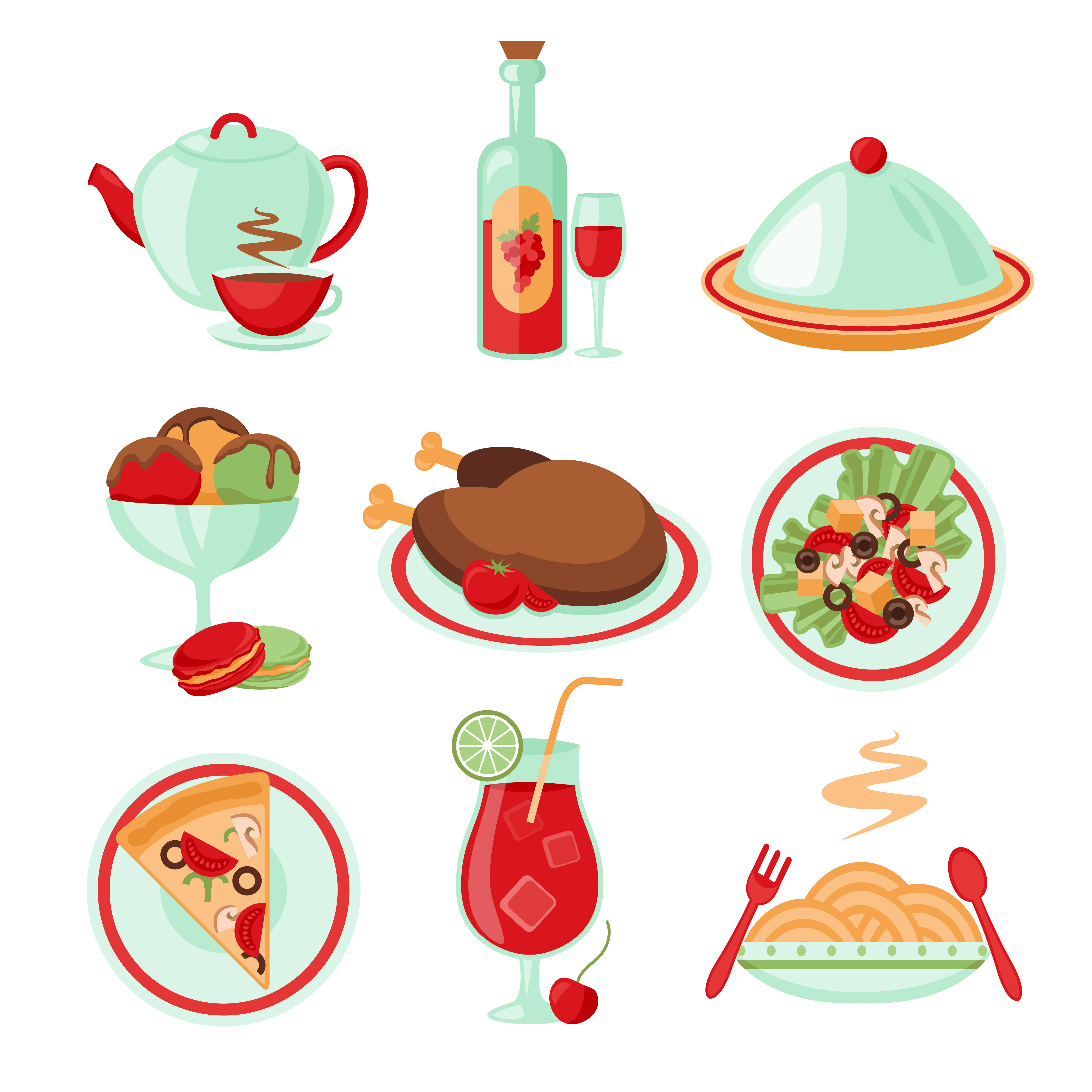 Restaurant food icons 454090 Vector Art at Vecteezy