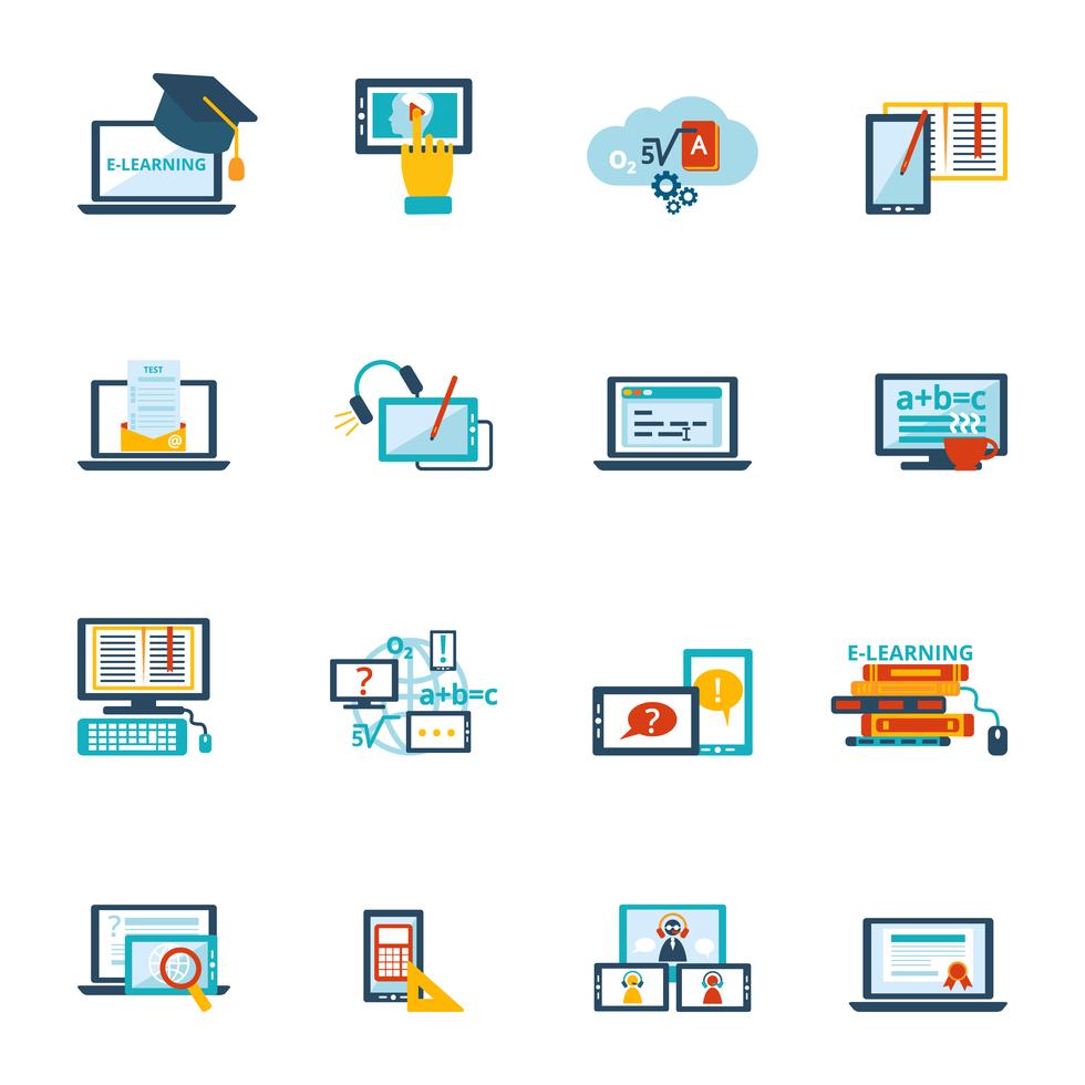 E-learning icon flat 454574 Vector Art at Vecteezy