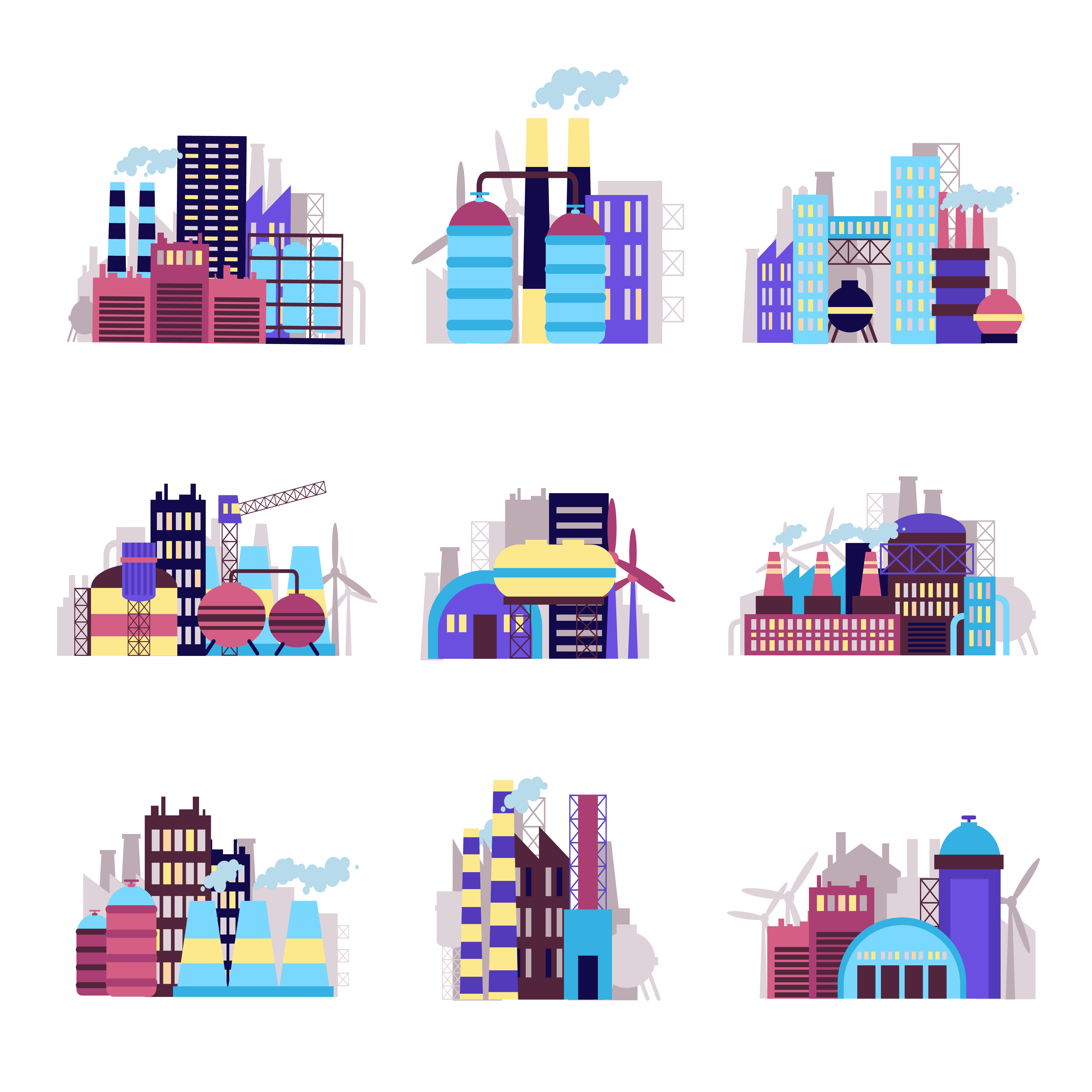 Industrial building icons set 455079 Vector Art at Vecteezy Industrial building icons set 455079 Vector Art at Vecteezy