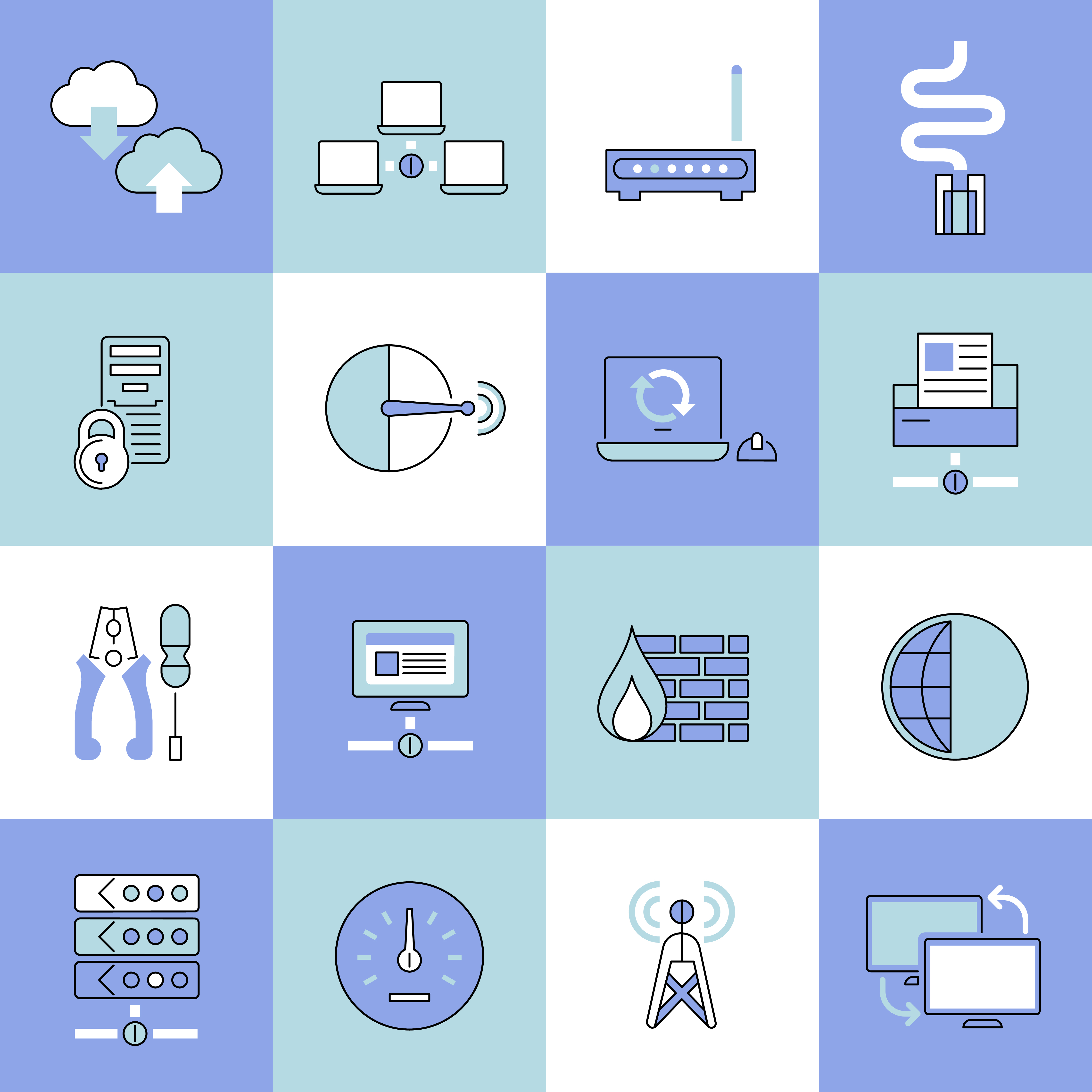 Network icons set flat line 455170 Vector Art at Vecteezy