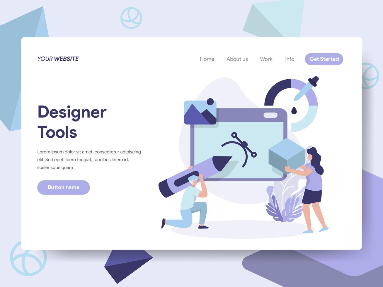 Landing page template of 3D Designer Tools Illustration Concept ...