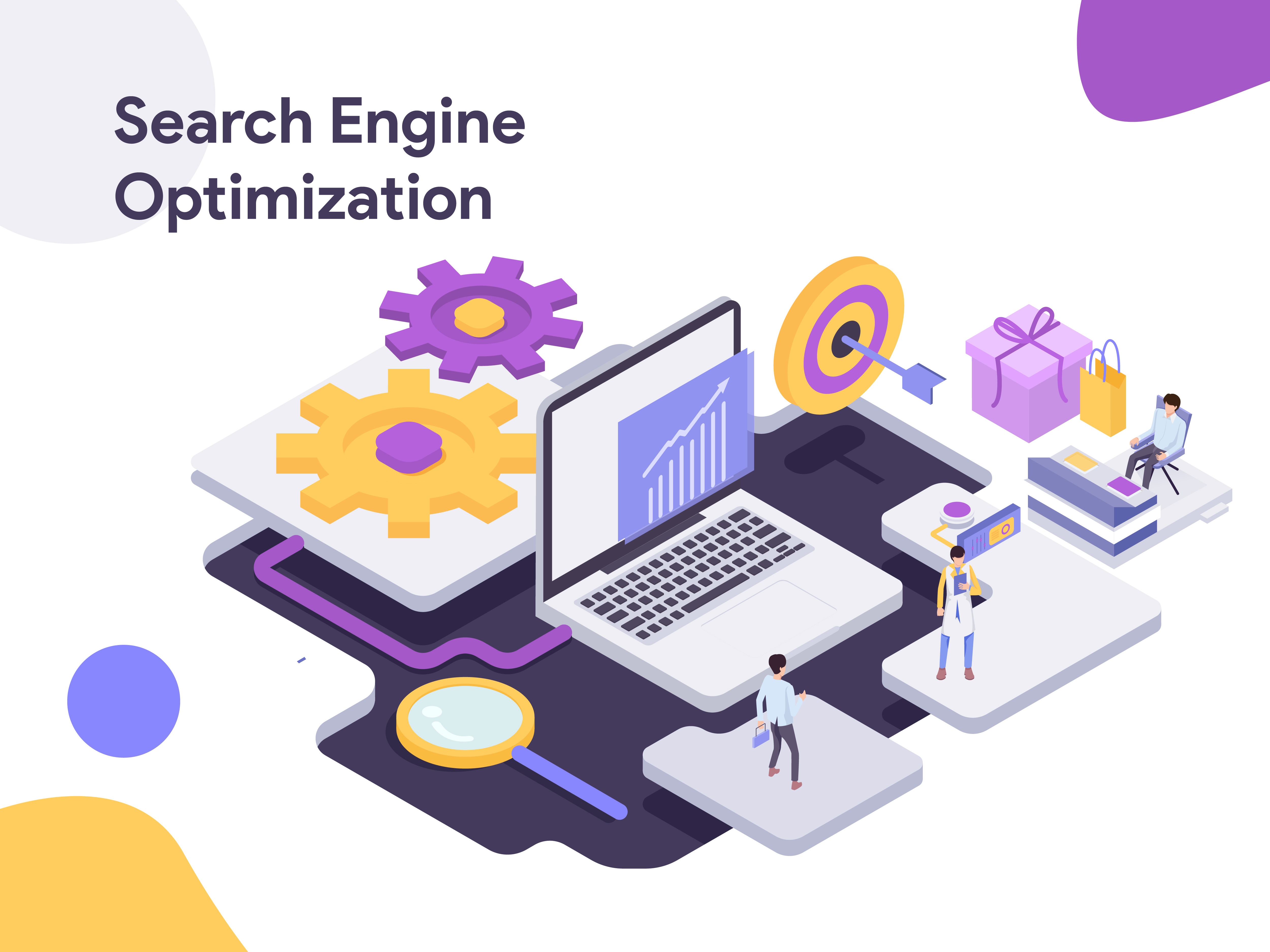 Search Engine Isometric Optimization Illustration. Modern flat design ...