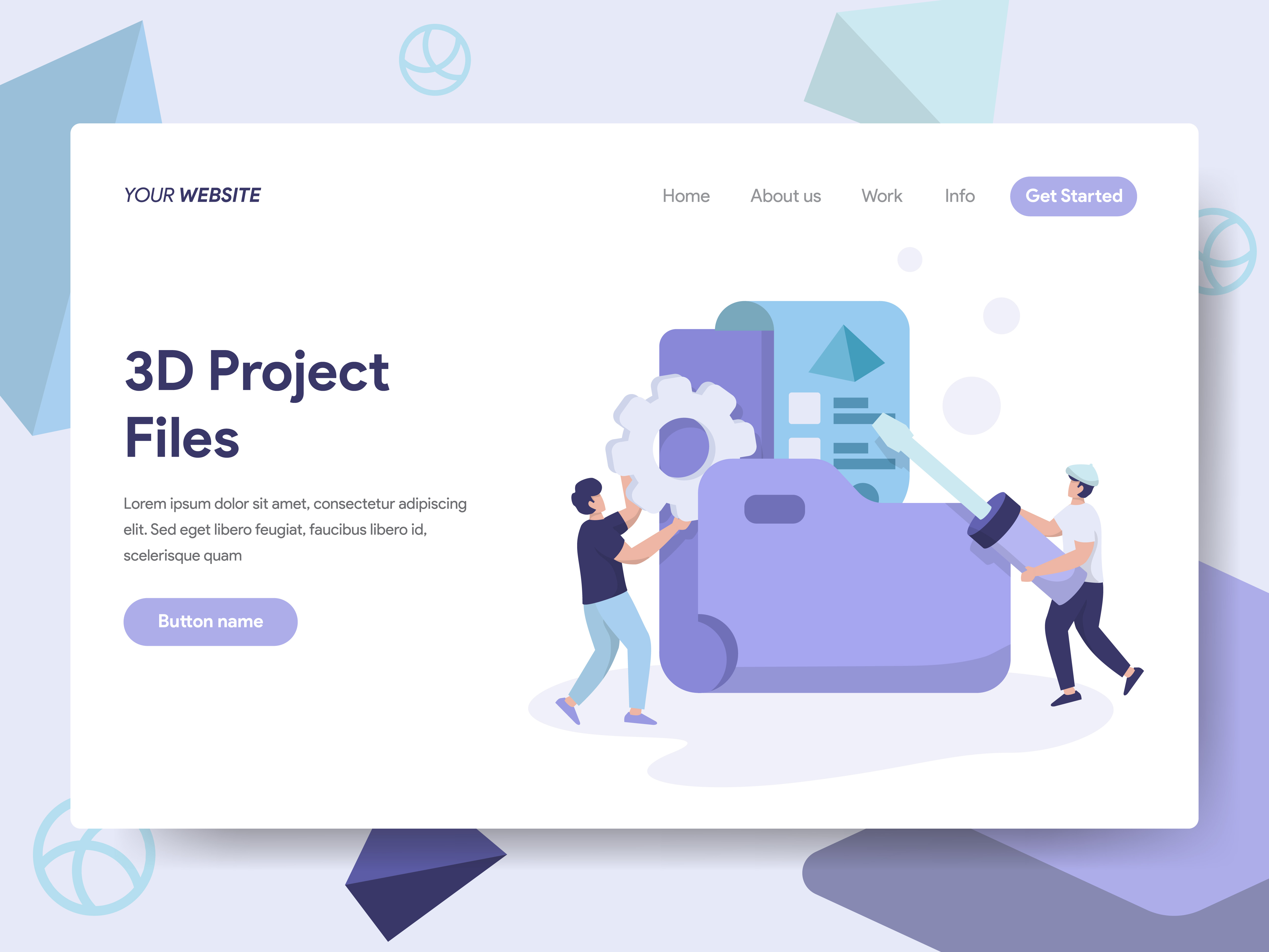 Landing page template of 3d Project Files Illustration Concept ...