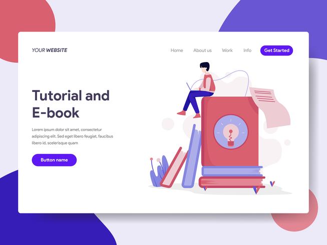 Landing page template of Tutorial and E-Book Illustration Concept ...