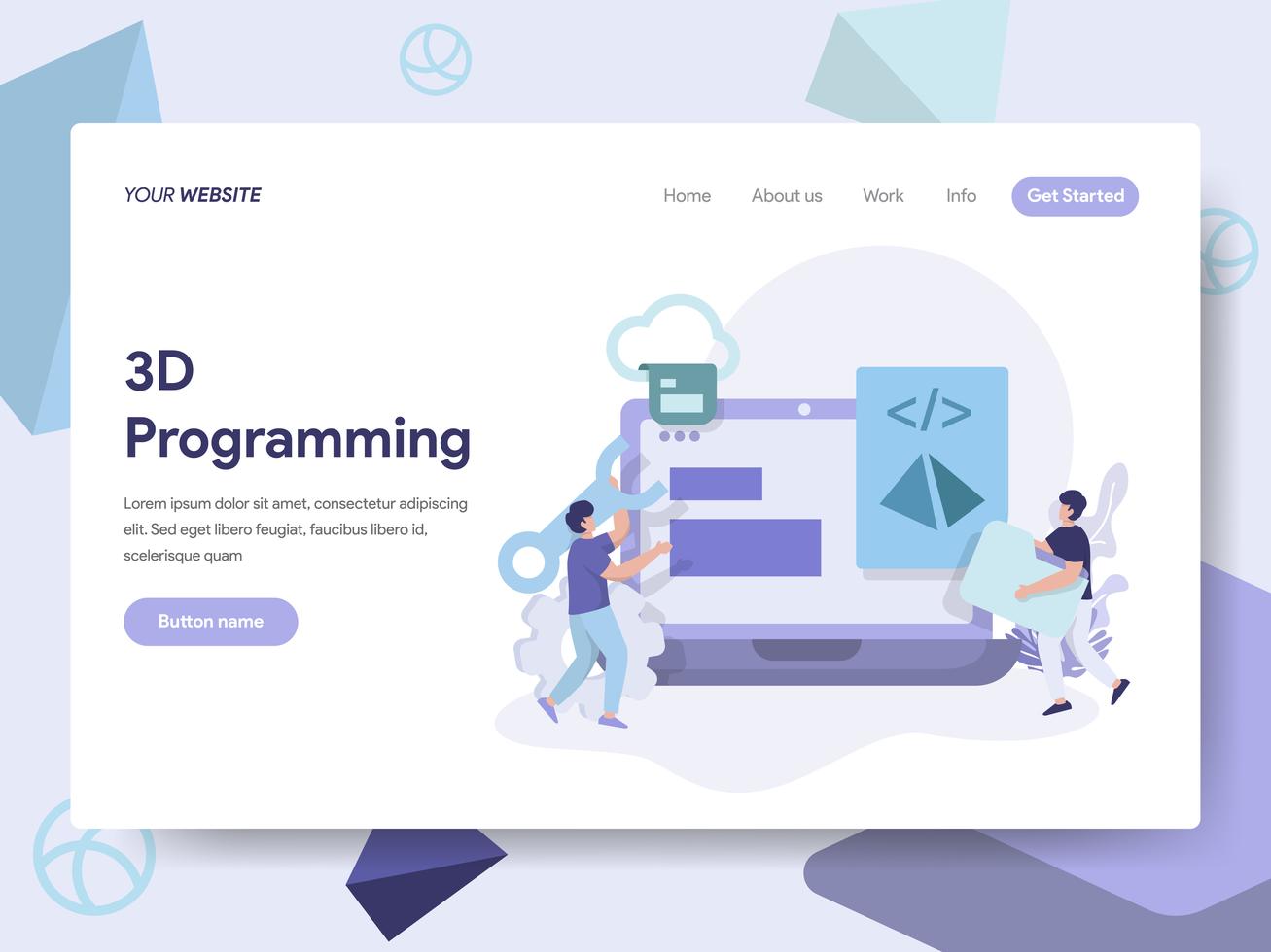 Landing page template of 3D Programming Illustration Concept. Isometric ...