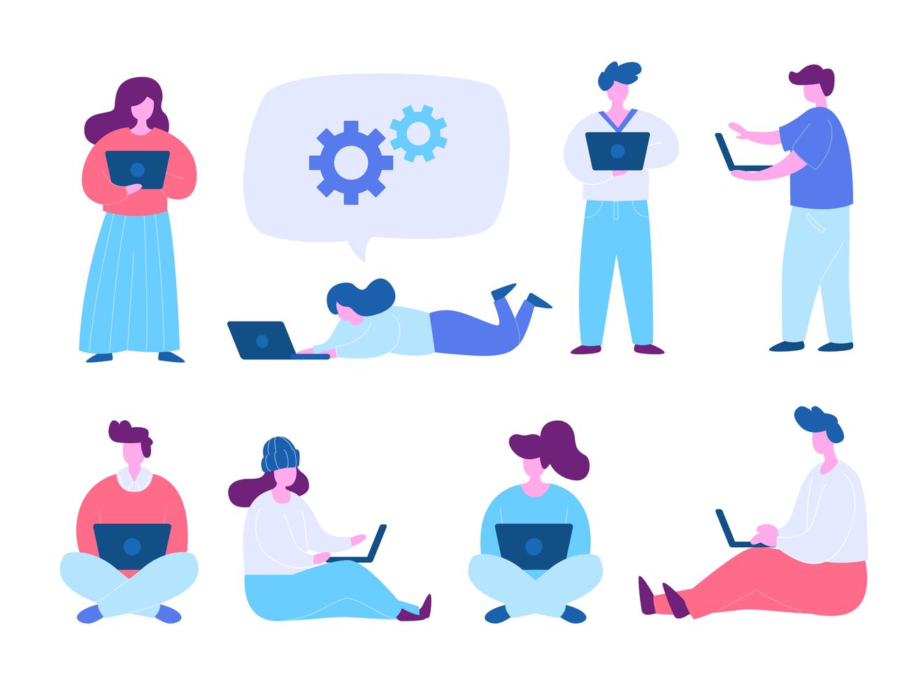 People Using Laptop and Computer while Sitting and Standing ...