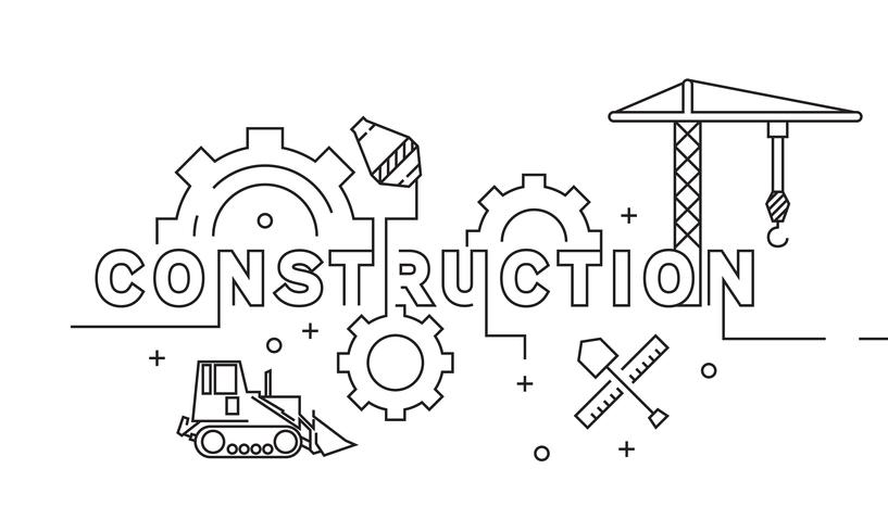 Construction Flat Line Design. Geometric Doodle Style Concept ...