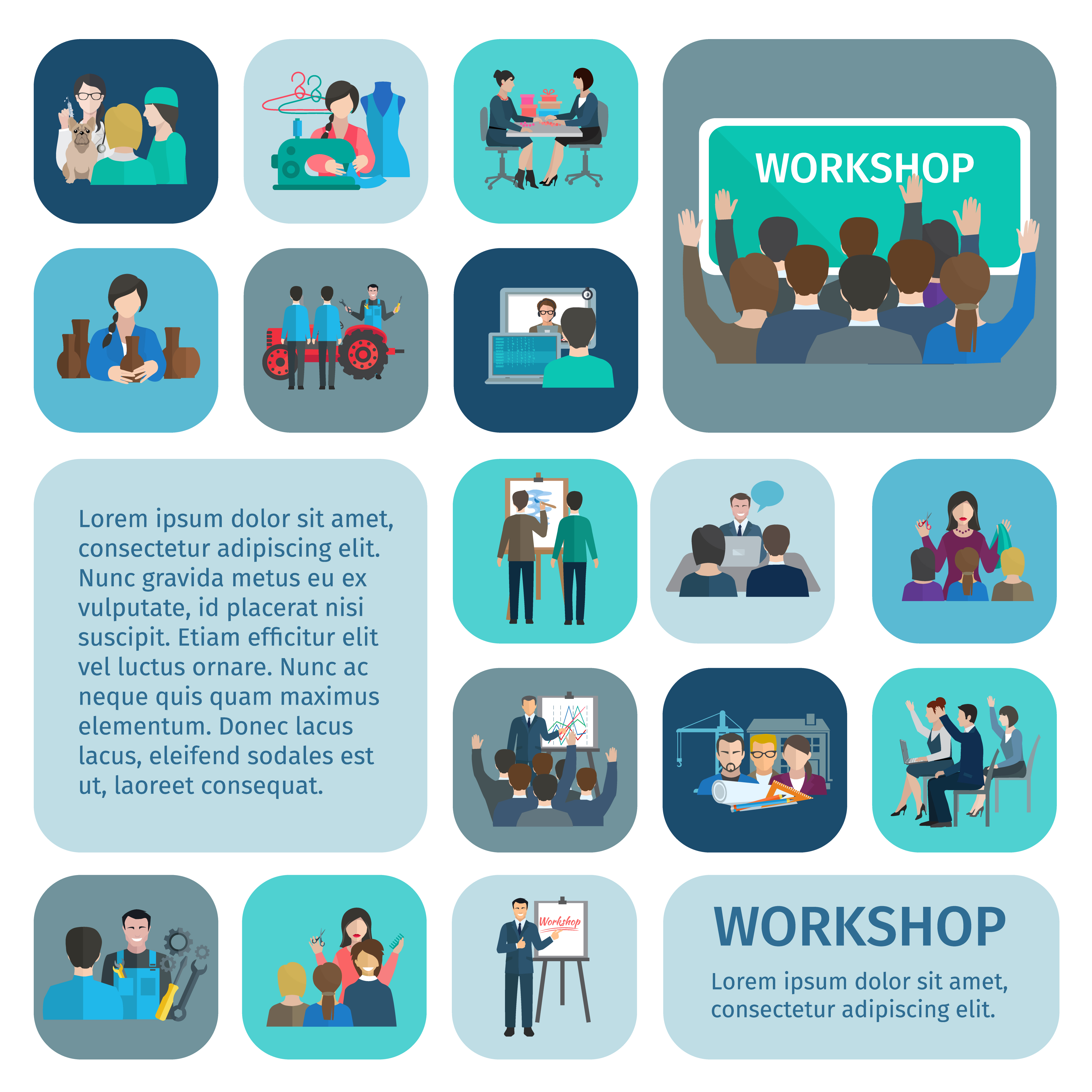 Workshop Flat Icons Set 459308 Vector Art At Vecteezy