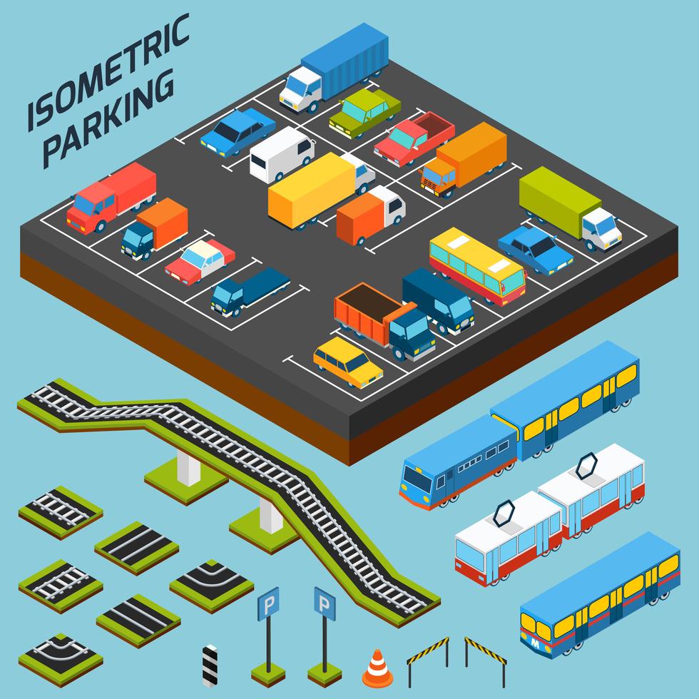 Isometric Parking Elements 459369 Vector Art at Vecteezy