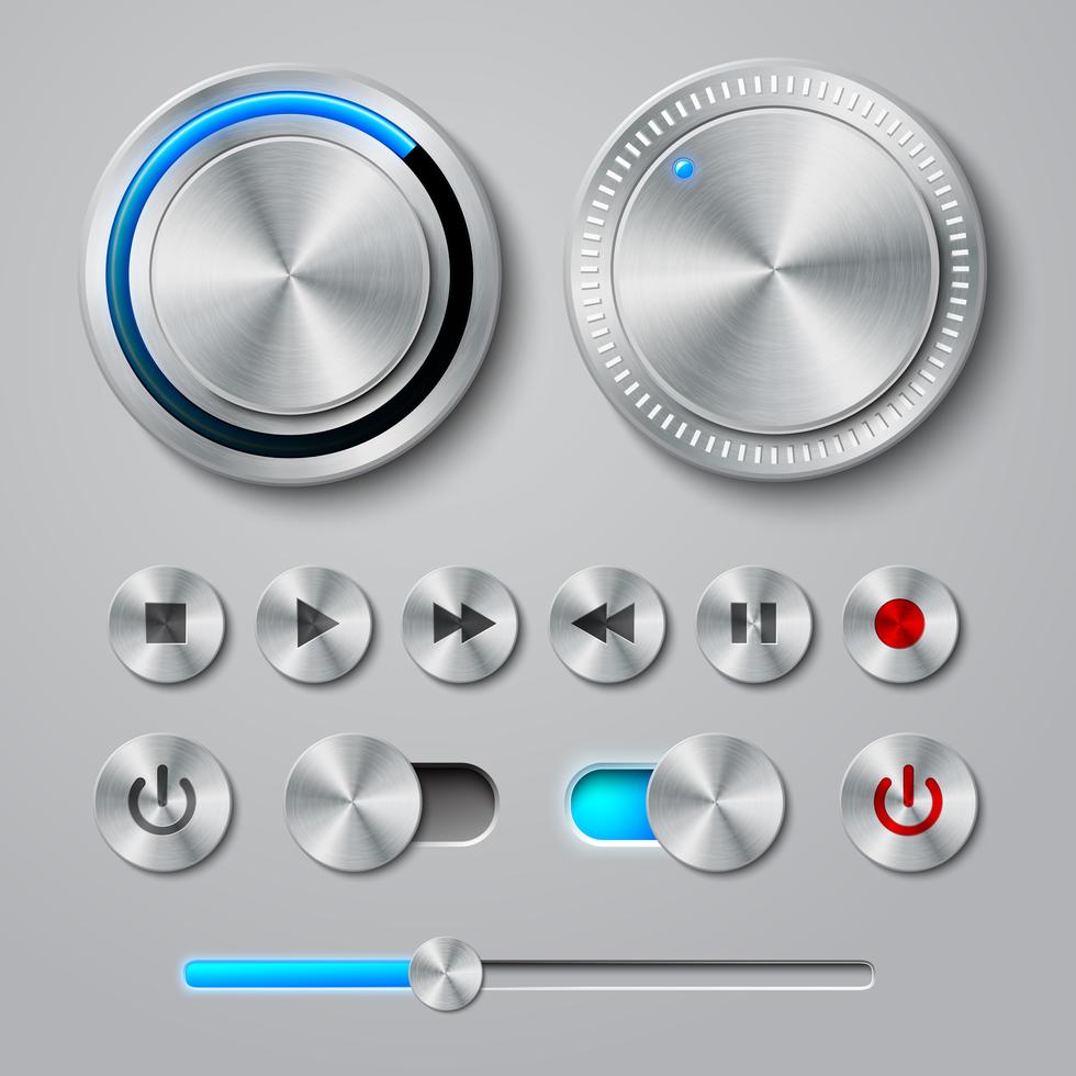 Metal Interface Buttons Collection 460151 Vector Art at Vecteezy