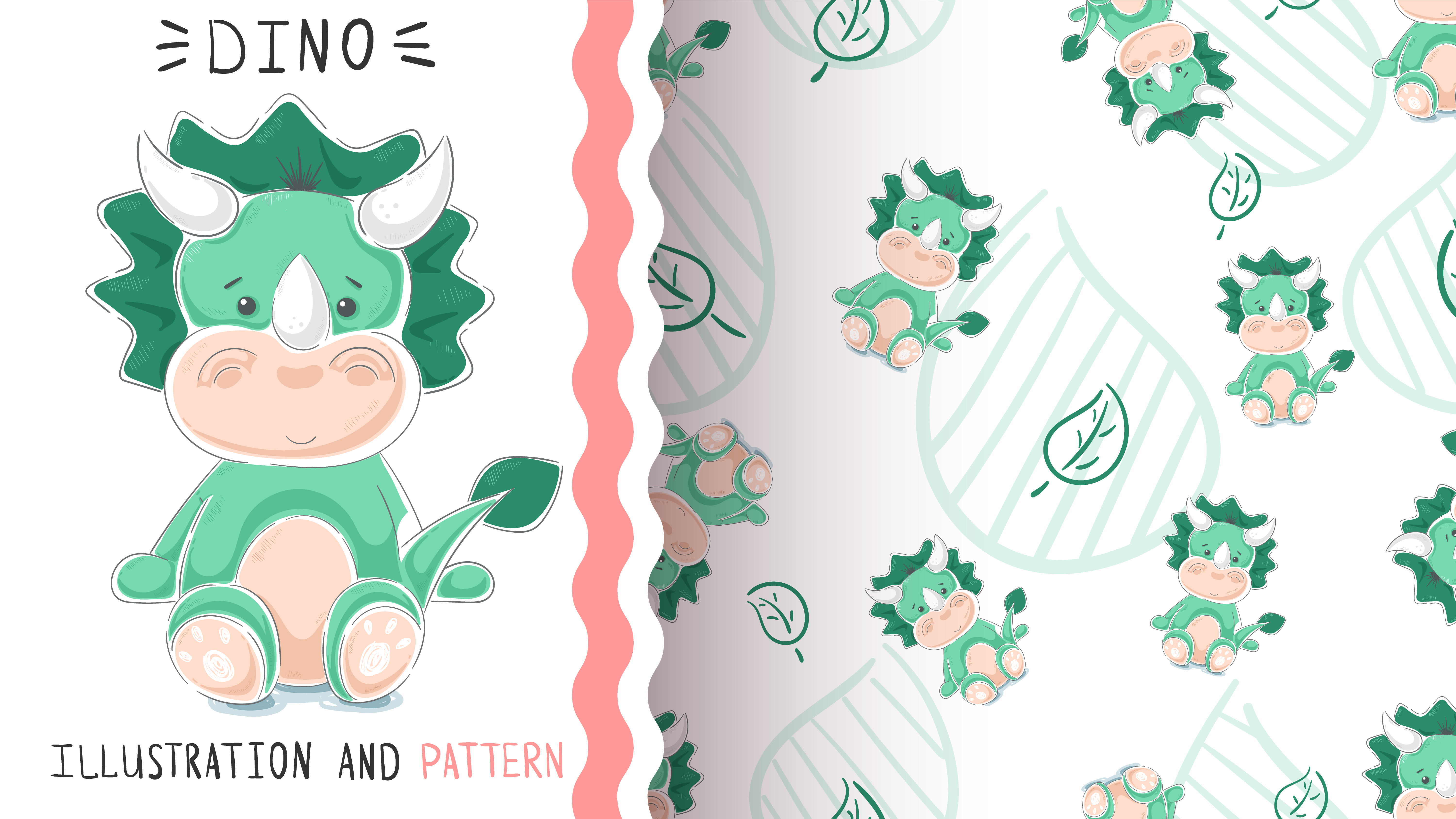 Green funny dino - seamless pattern 461253 Vector Art at Vecteezy