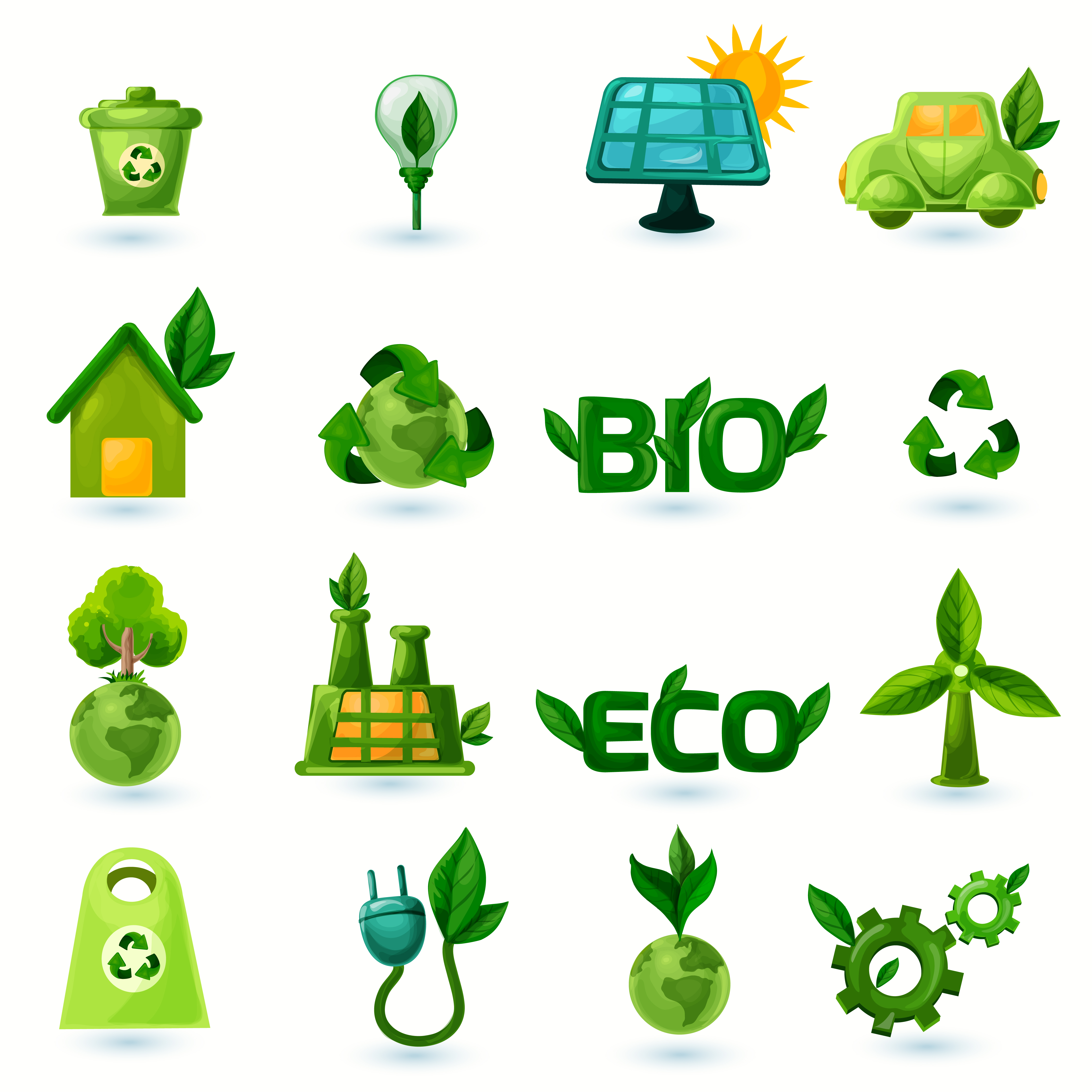 Green Ecology Icons Set 461527 Vector Art At Vecteezy