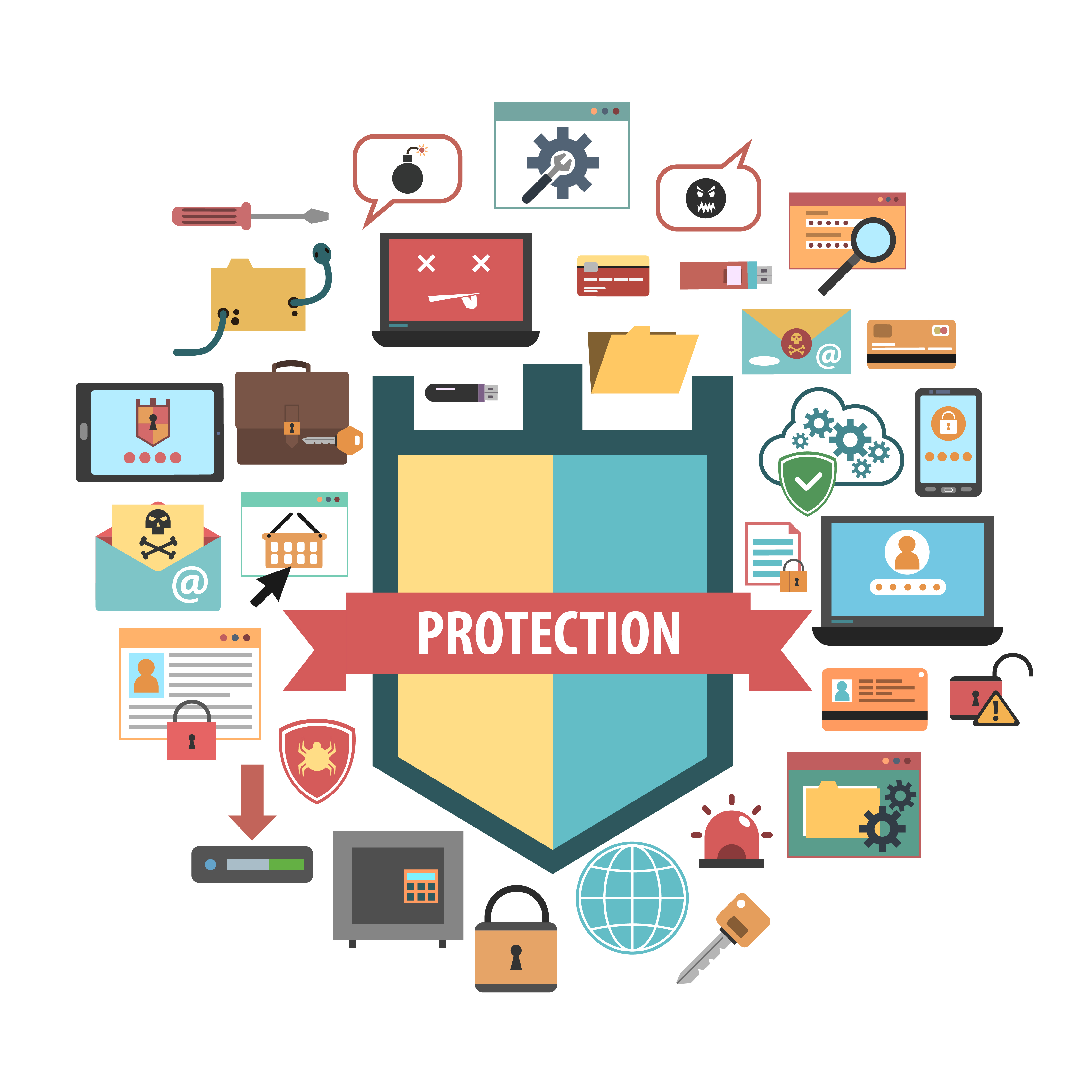 Computer protection security concept icons composition 462190 Vector ...