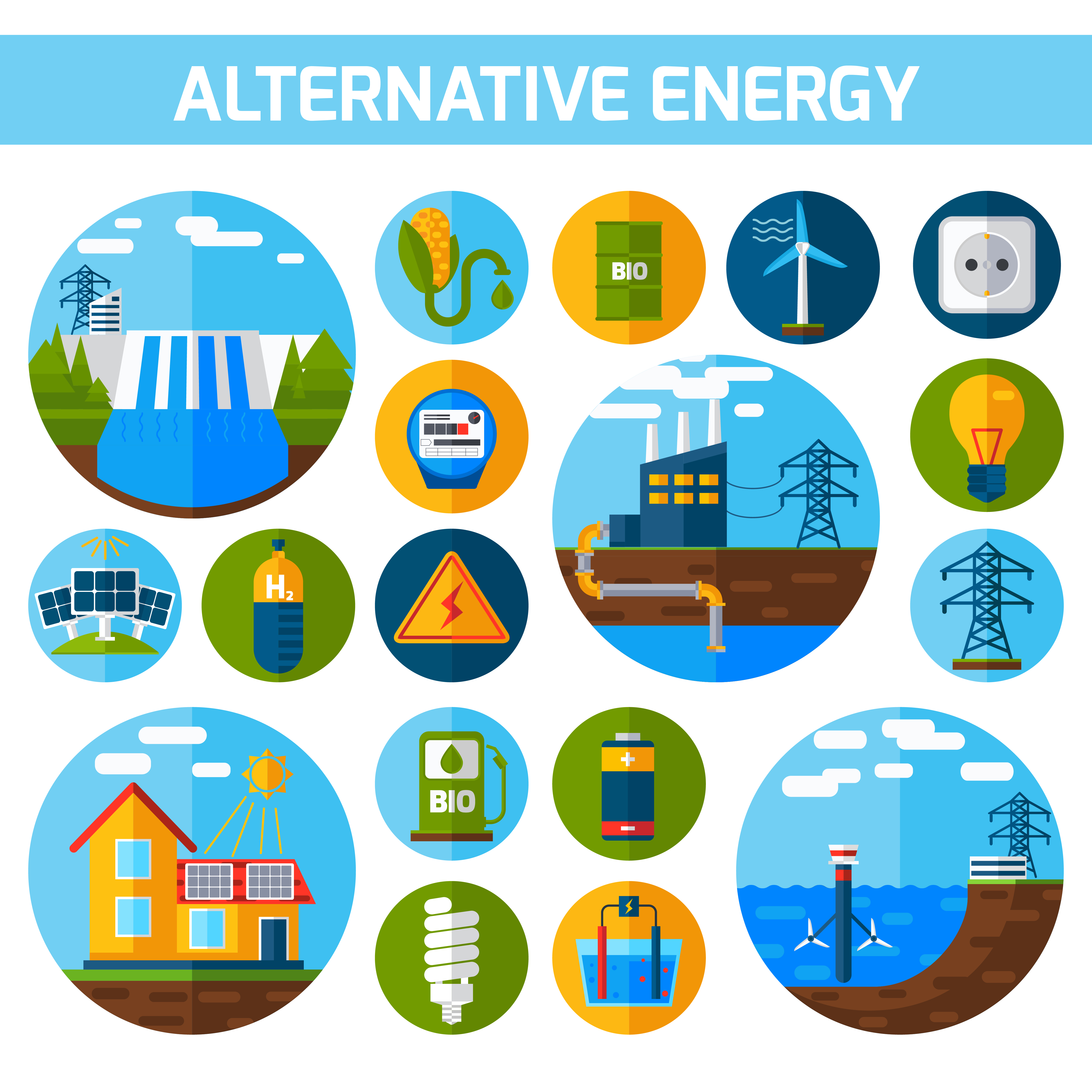 Alternative Energy Icons Set 462573 Vector Art At Vecteezy