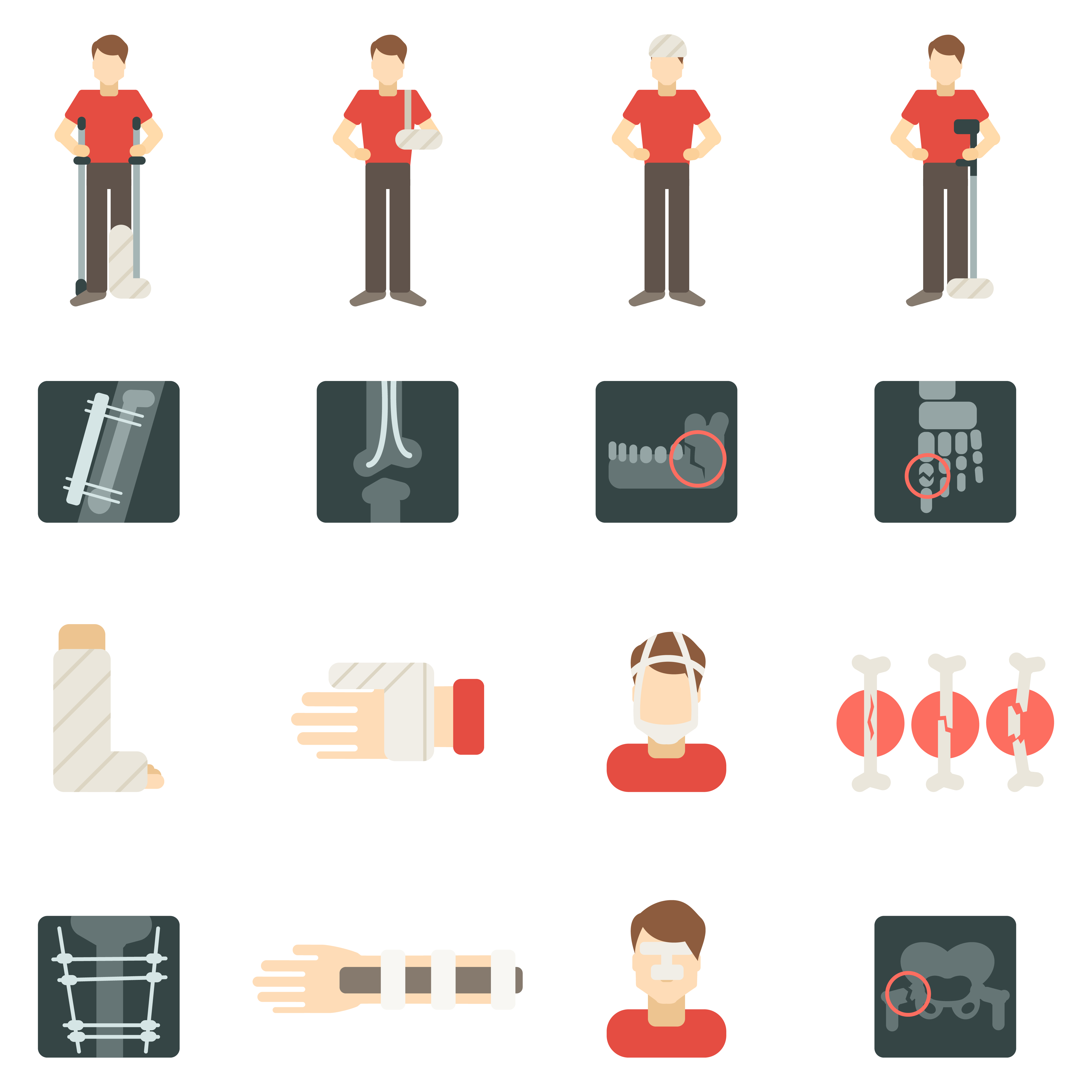 Fracture Bone Flat Icons Set 463098 Vector Art At Vecteezy