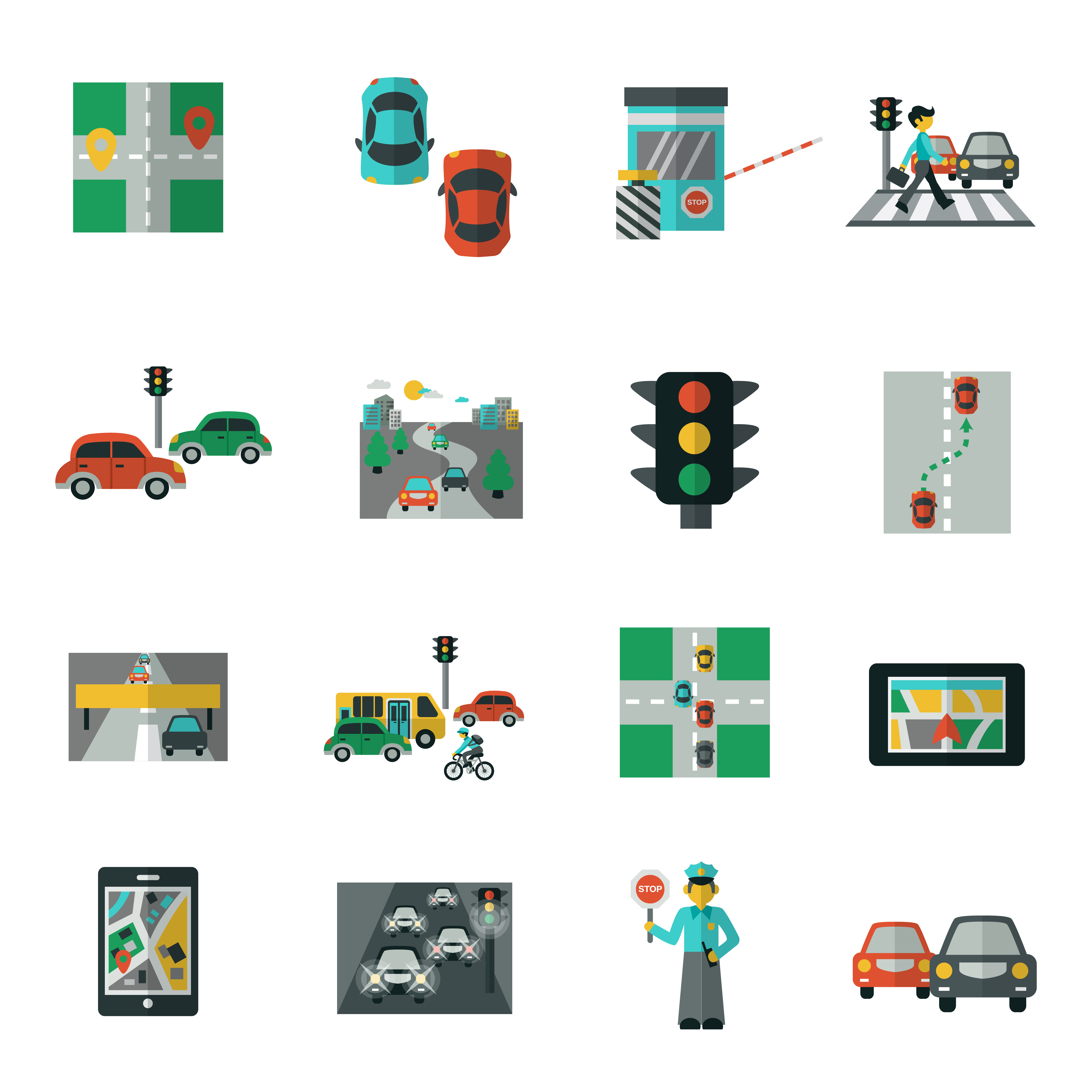 Traffic Icons Flat Set 463302 Vector Art at Vecteezy