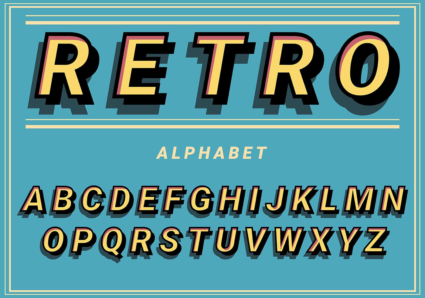 Retro Alphabet 463891 Vector Art at Vecteezy