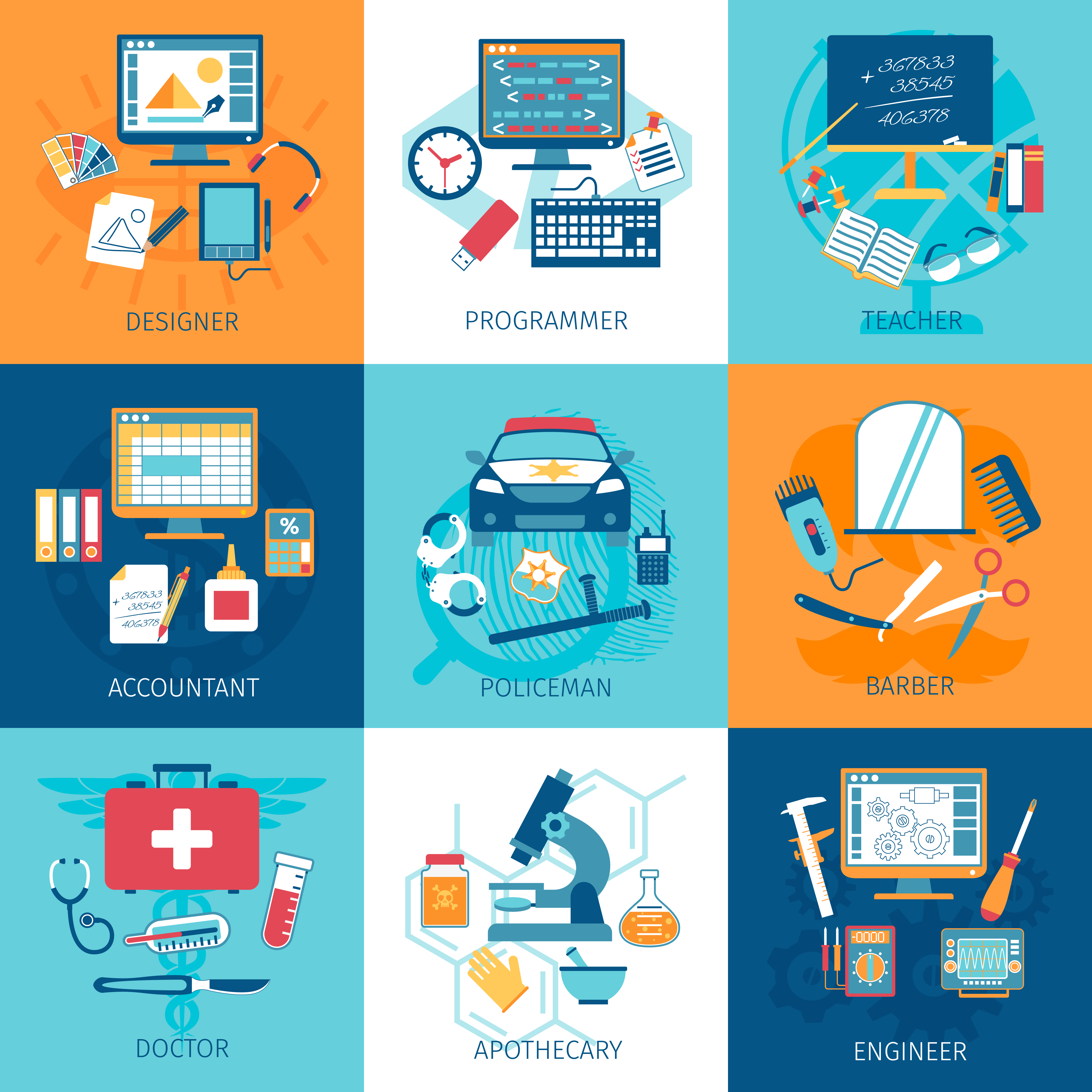 Workspace Concept Set 465776 Vector Art at Vecteezy