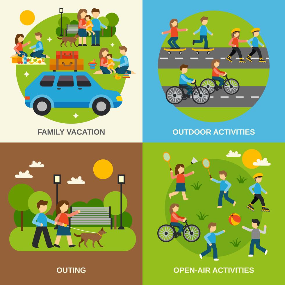 Outing Flat Set 466154 Vector Art at Vecteezy